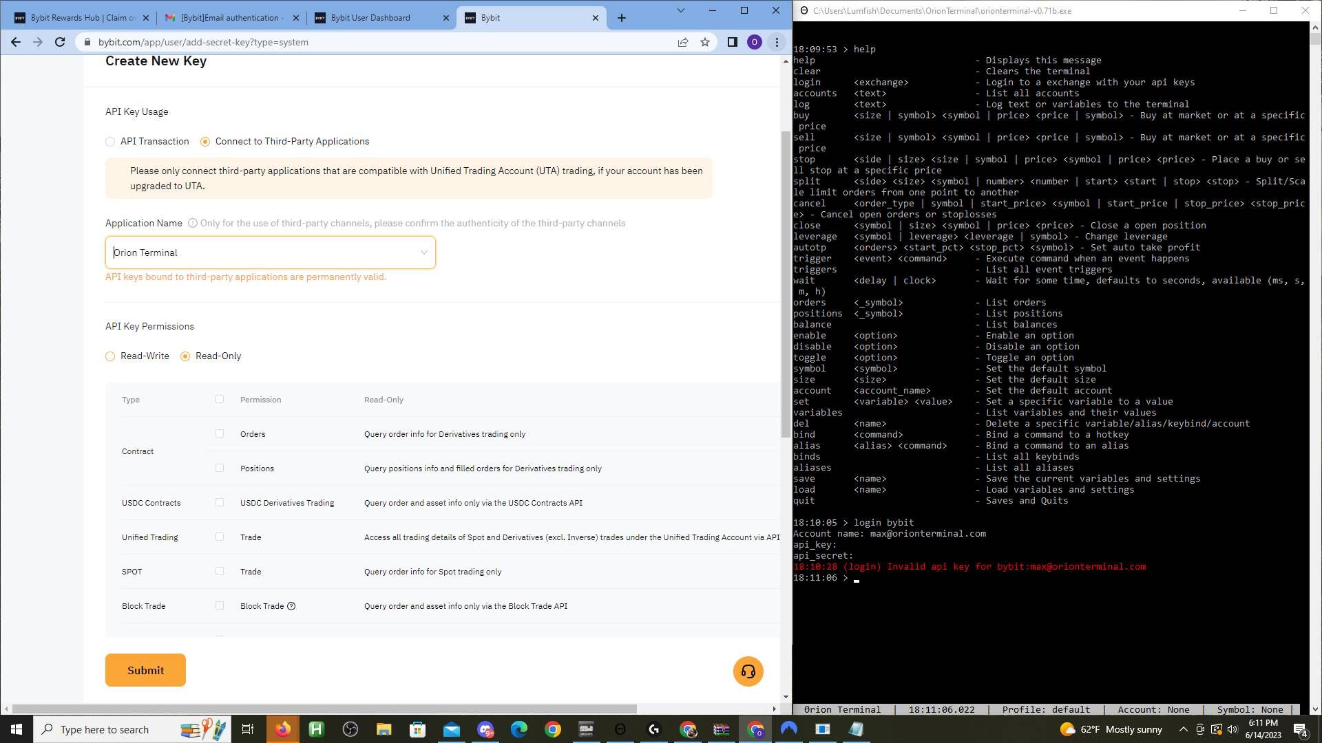 Bybit Account and API Key Creation - Orion Terminal