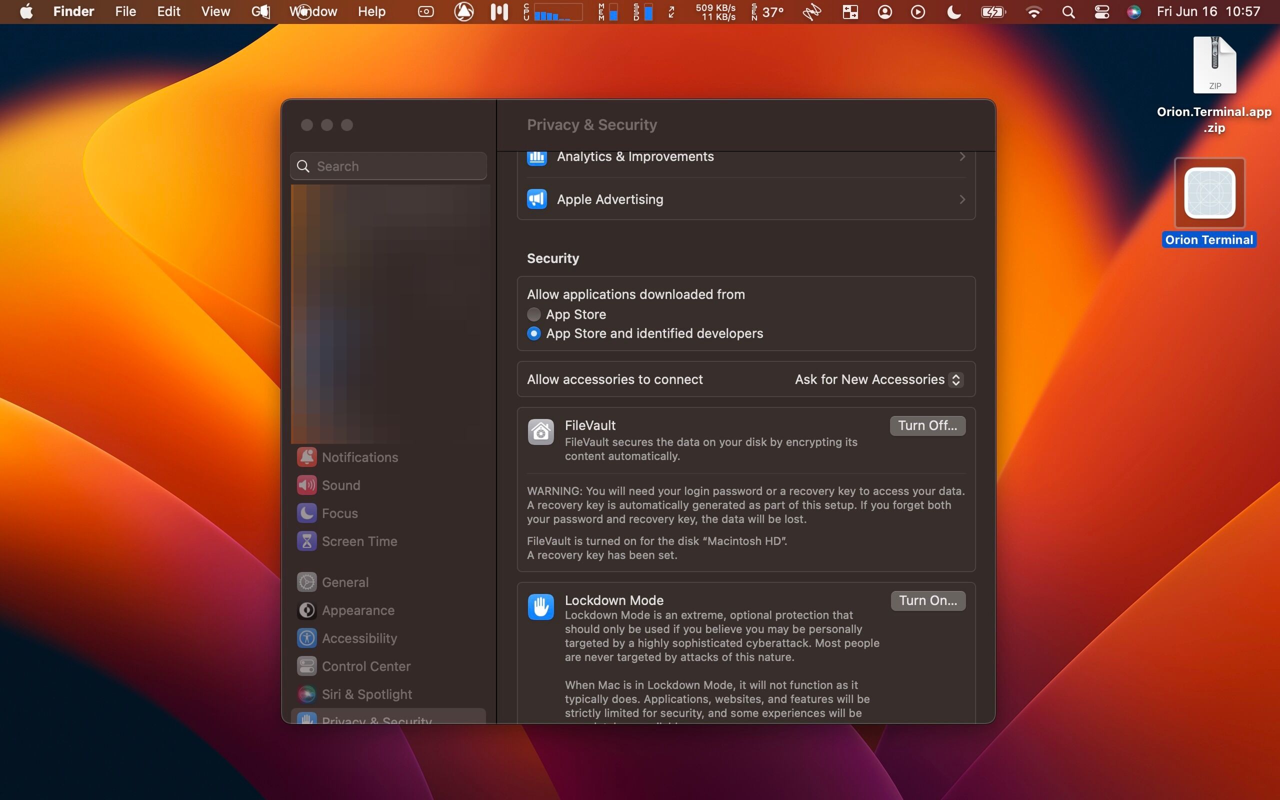 macOS Installation - Orion Terminal