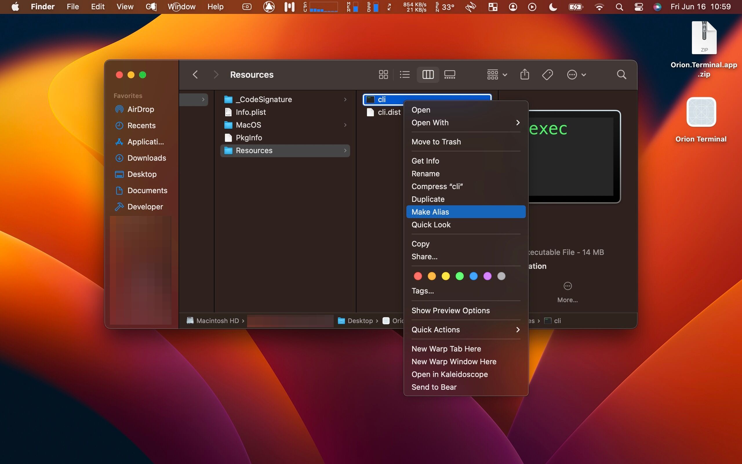 macOS Installation - Orion Terminal