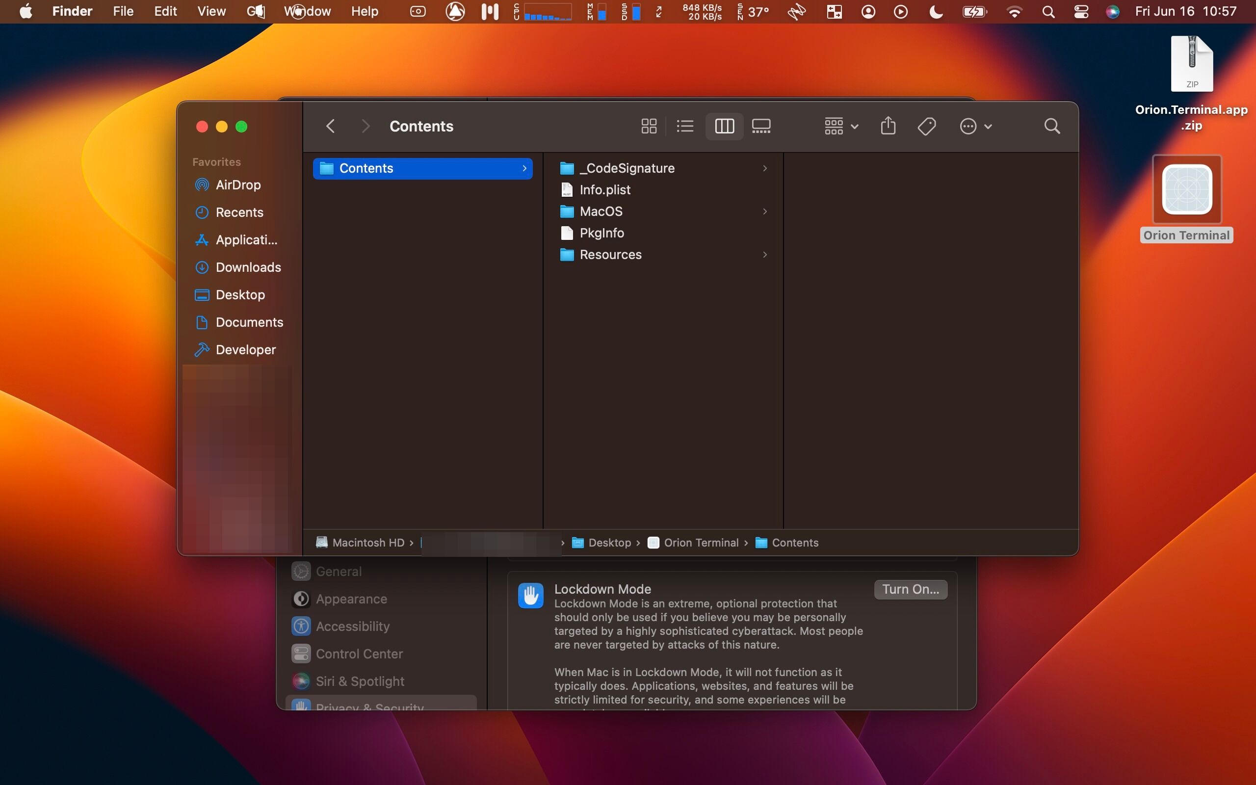 macOS Installation - Orion Terminal