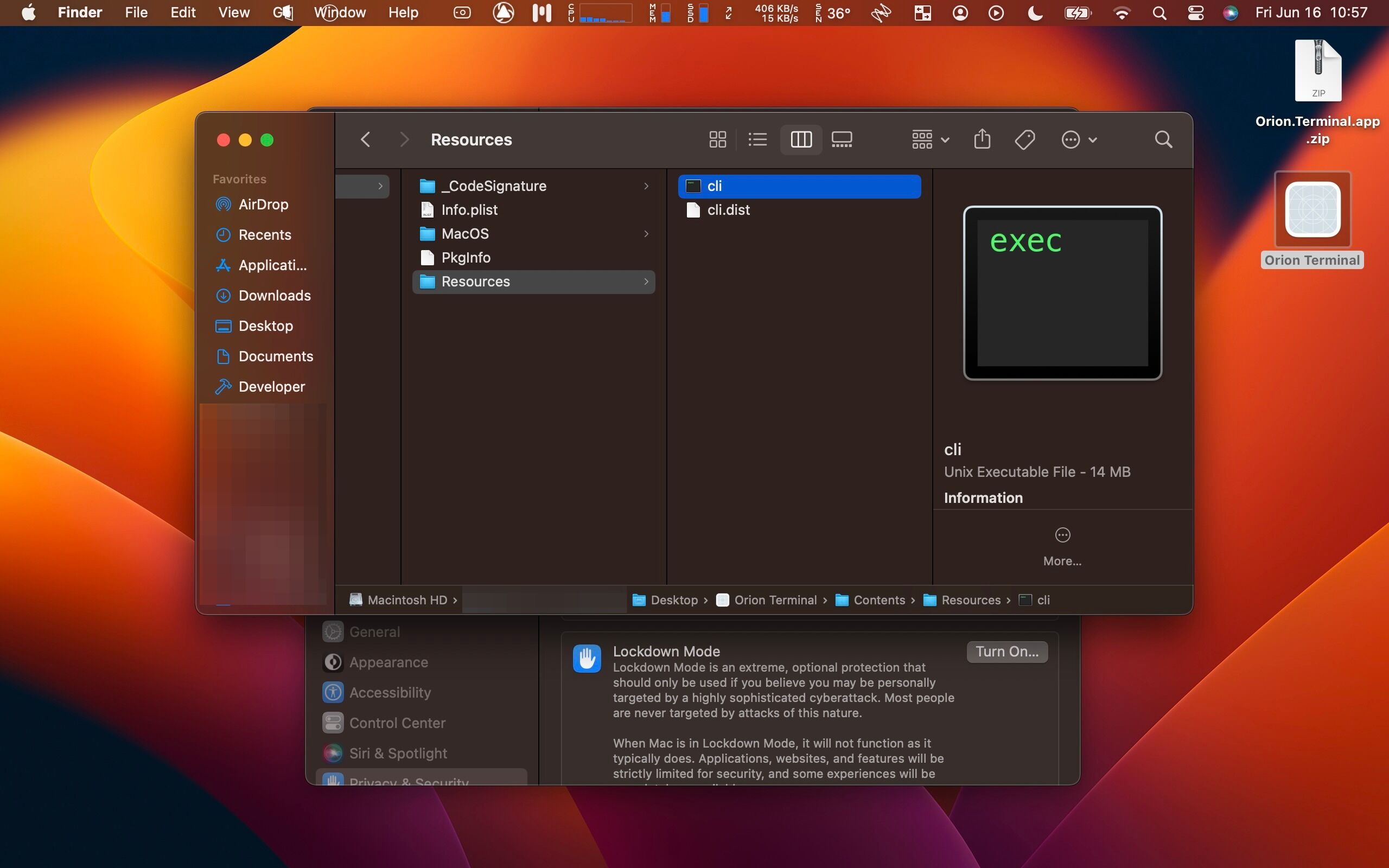 macOS Installation - Orion Terminal