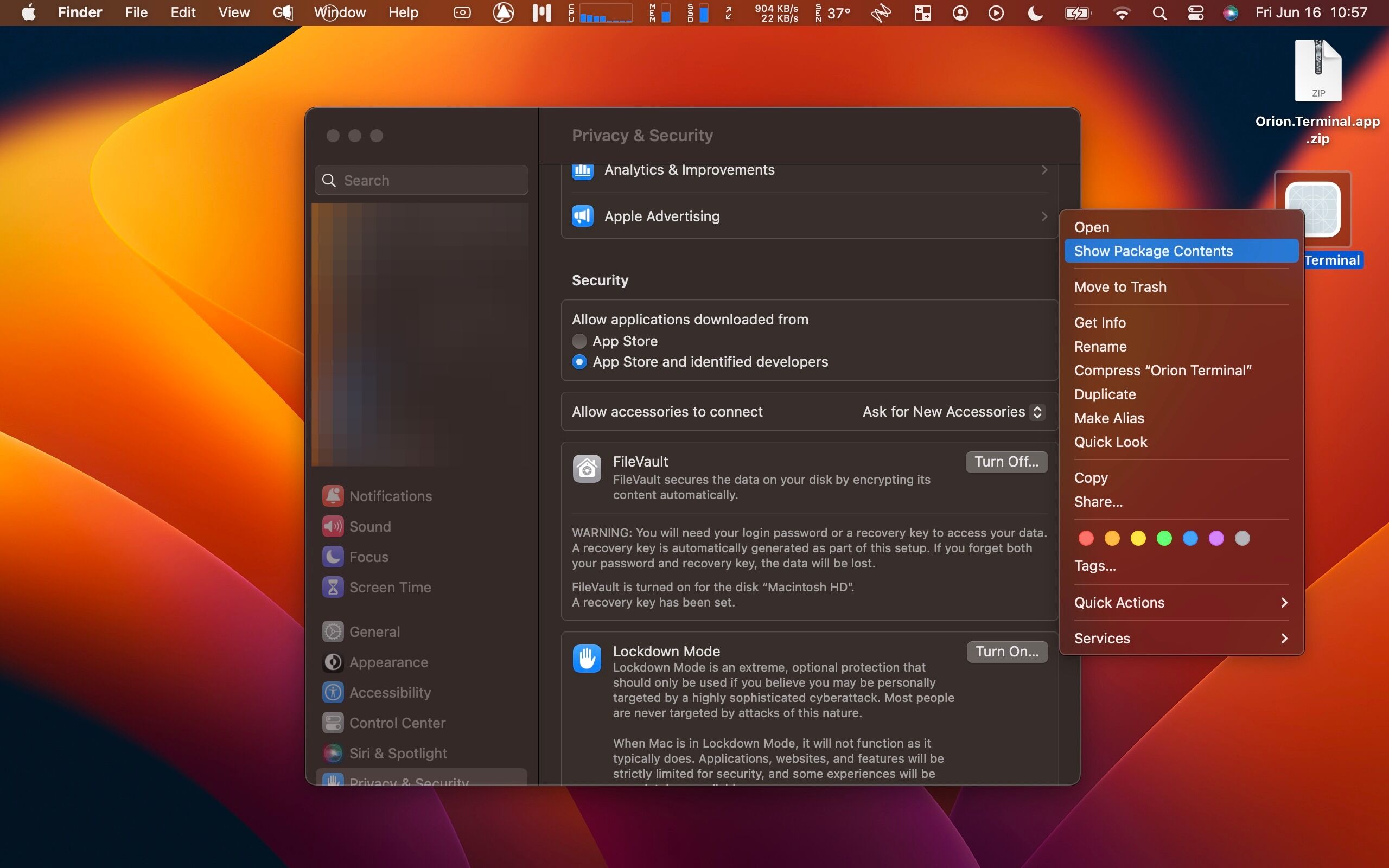 macOS Installation - Orion Terminal