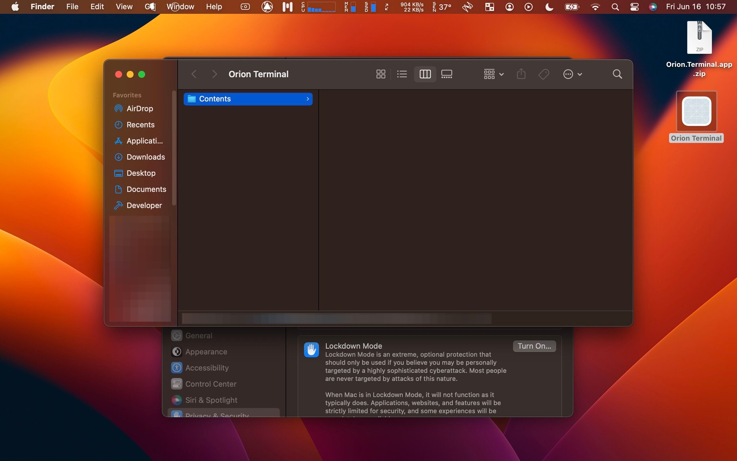 macOS Installation - Orion Terminal
