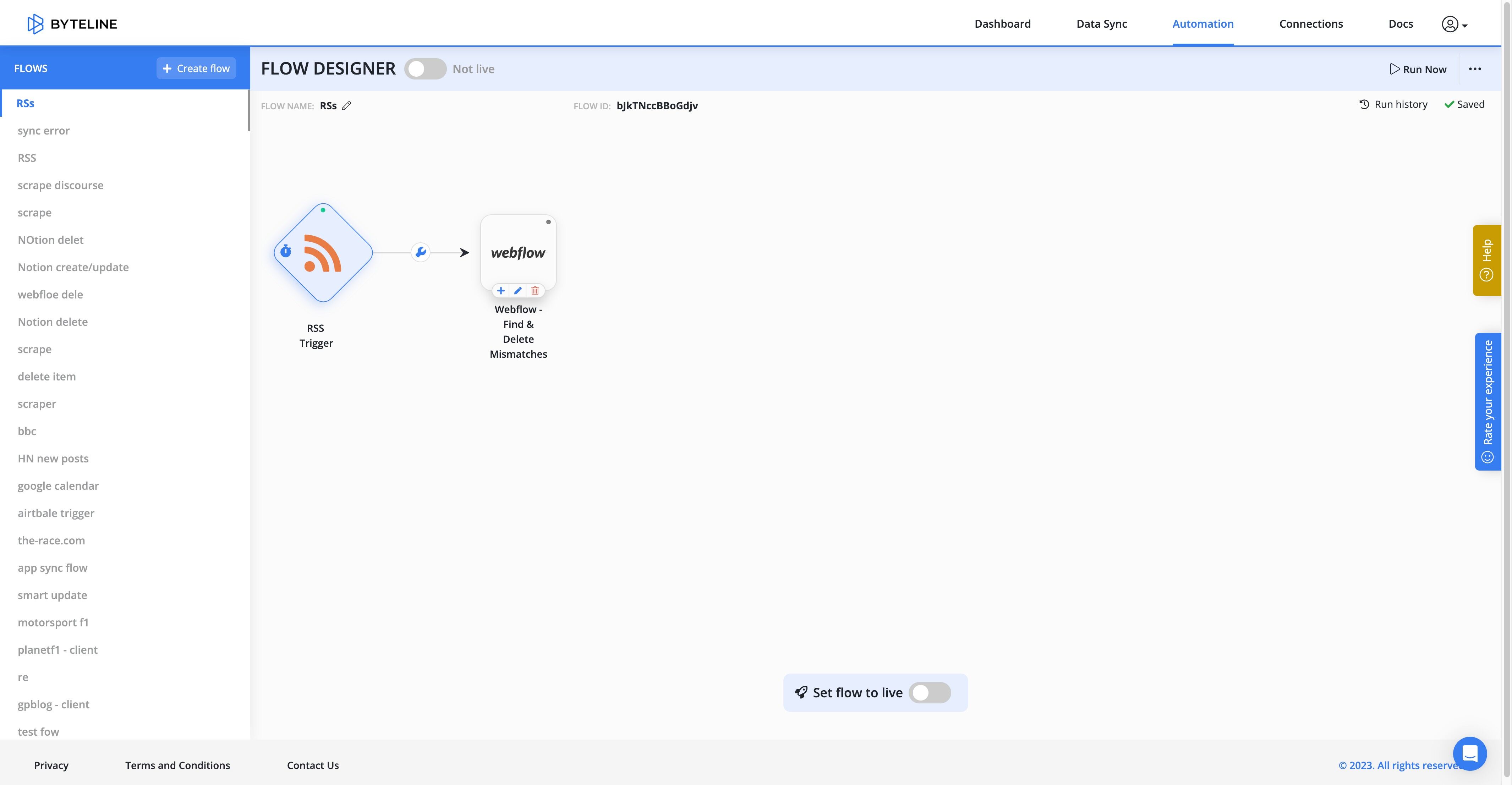 Byteline - Sync RSS feed to Webflow CMS