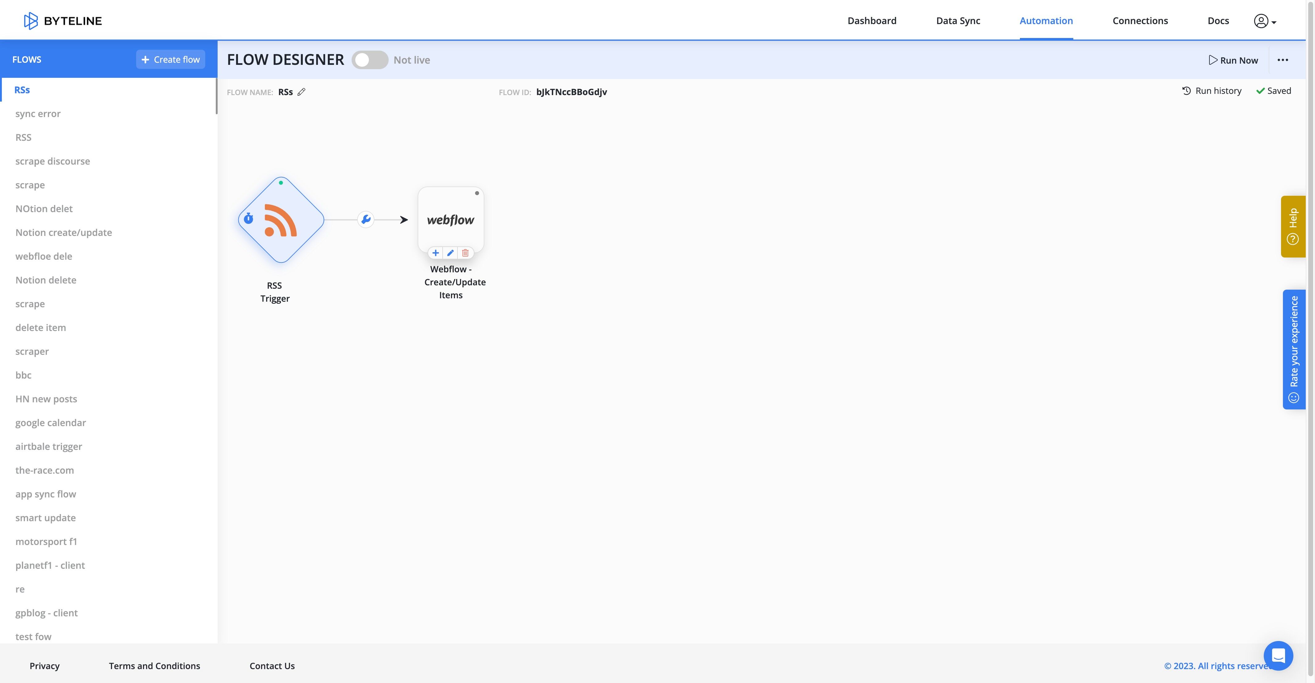 Byteline - Sync RSS feed to Webflow CMS