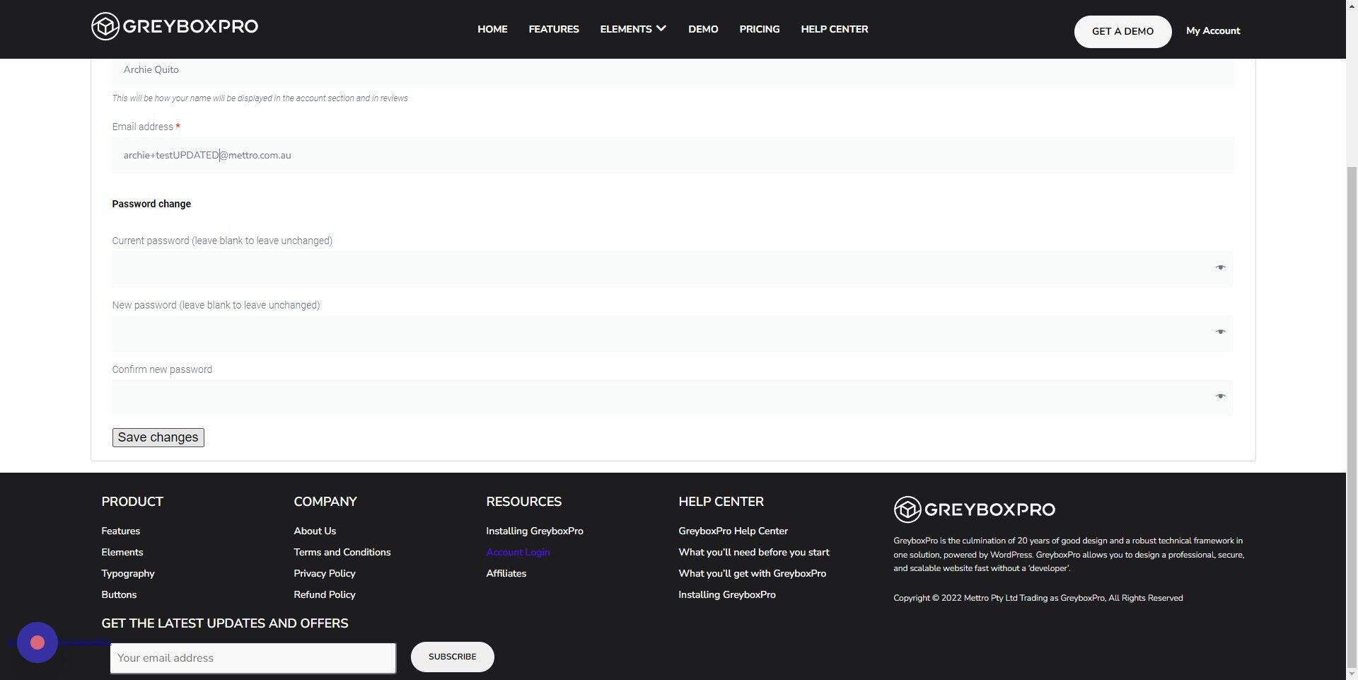 Updating your email address - GreyboxPro