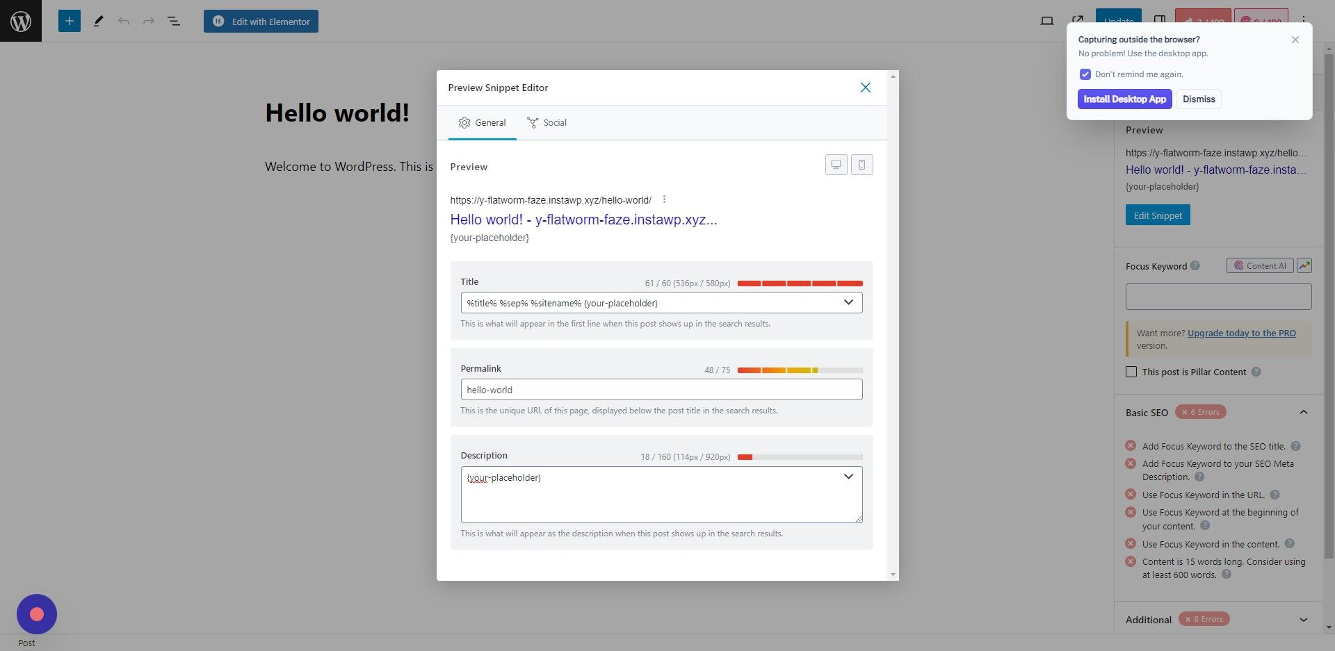 Insert placeholders in the page meta data using Rank Math SEO - LPagery