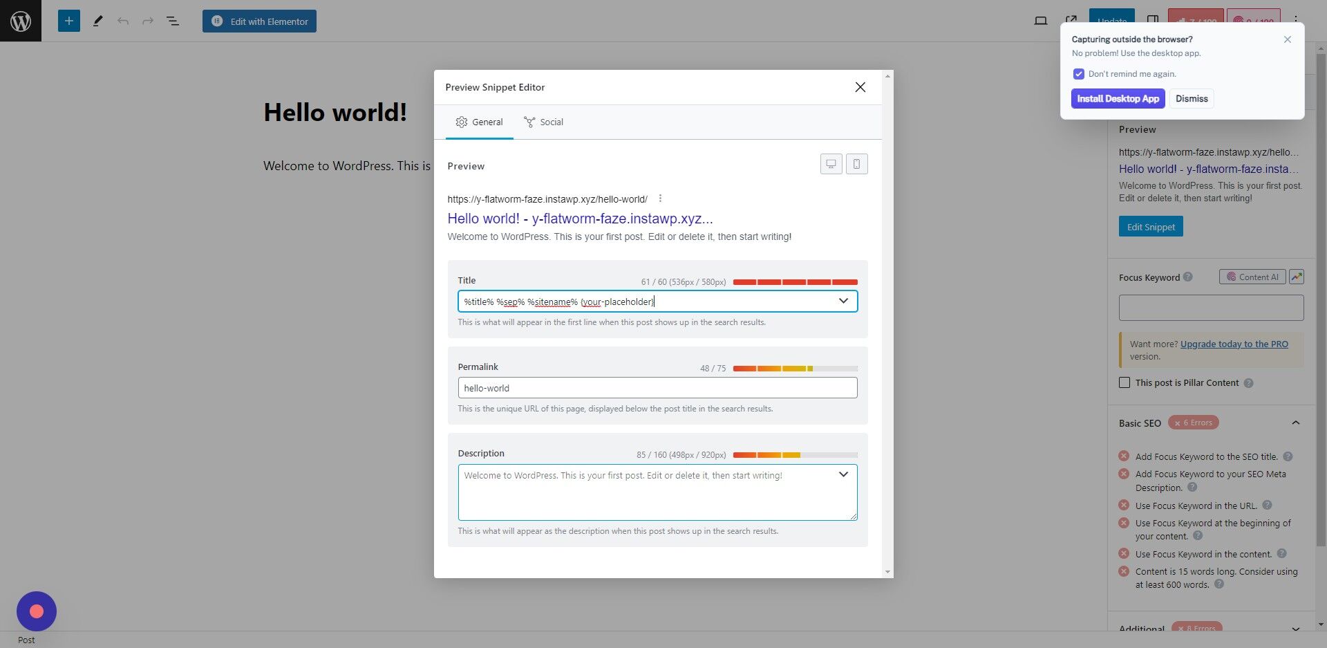 Insert placeholders in the page meta data using Rank Math SEO - LPagery