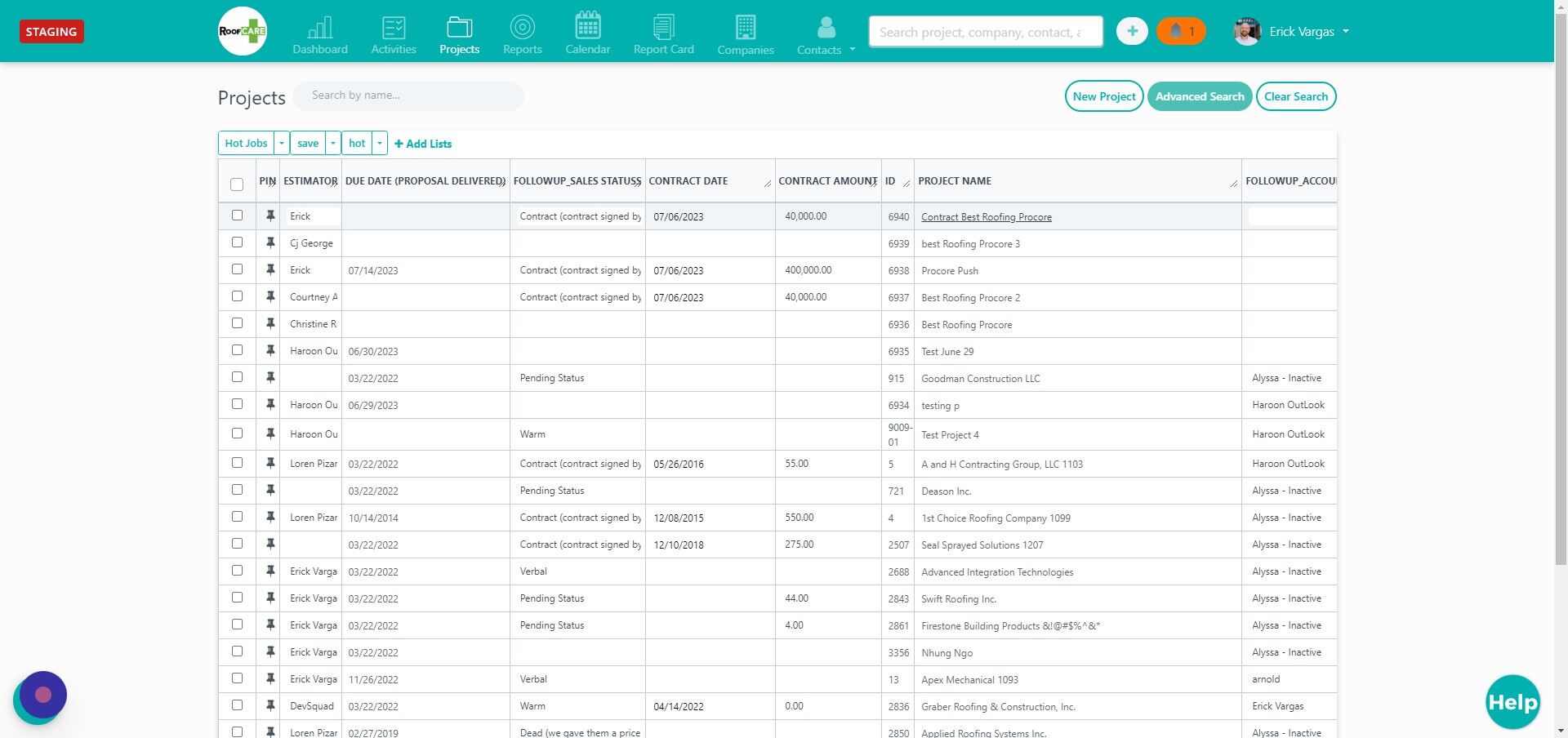 How to push a project from Followup CRM to Procore