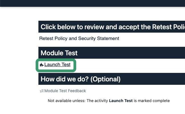 How to log in, start, and take a module test