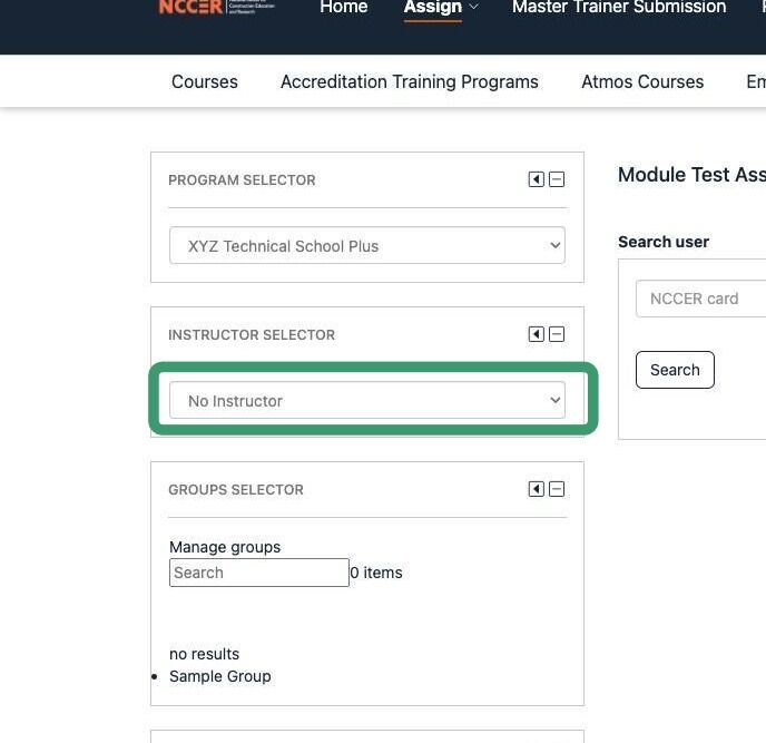 How to assign a test in the NCCER Learning Platform