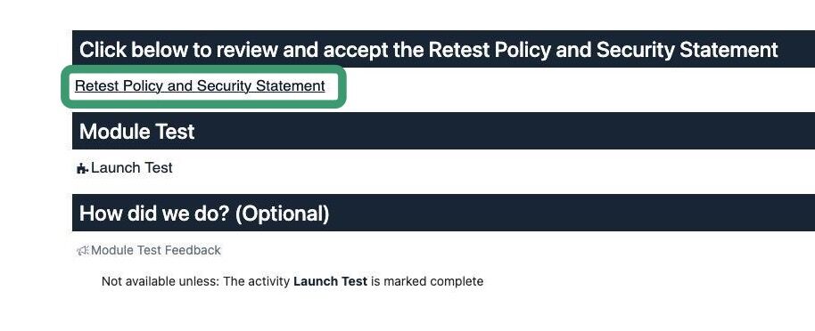 How to log in, start, and take a module test