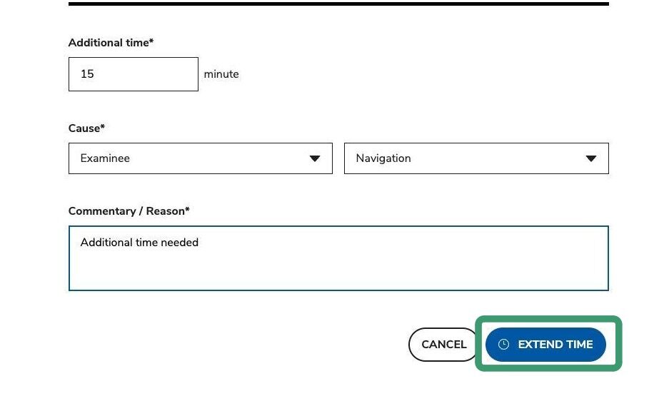 How to add time to a module test in the NCCER Learning Platform