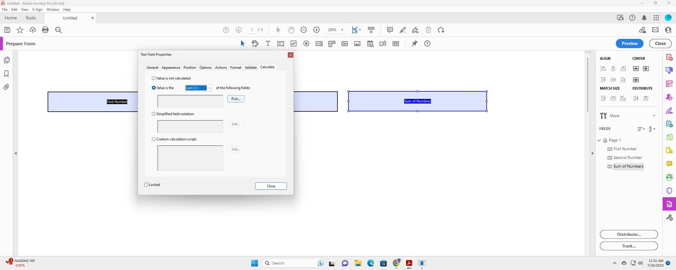 How To Create a Calculating Form in Adobe Pro – Odyssey Systems ...