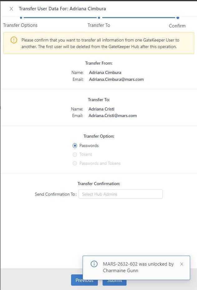 How to transfer a user's credentials to another user? – GateKeeper