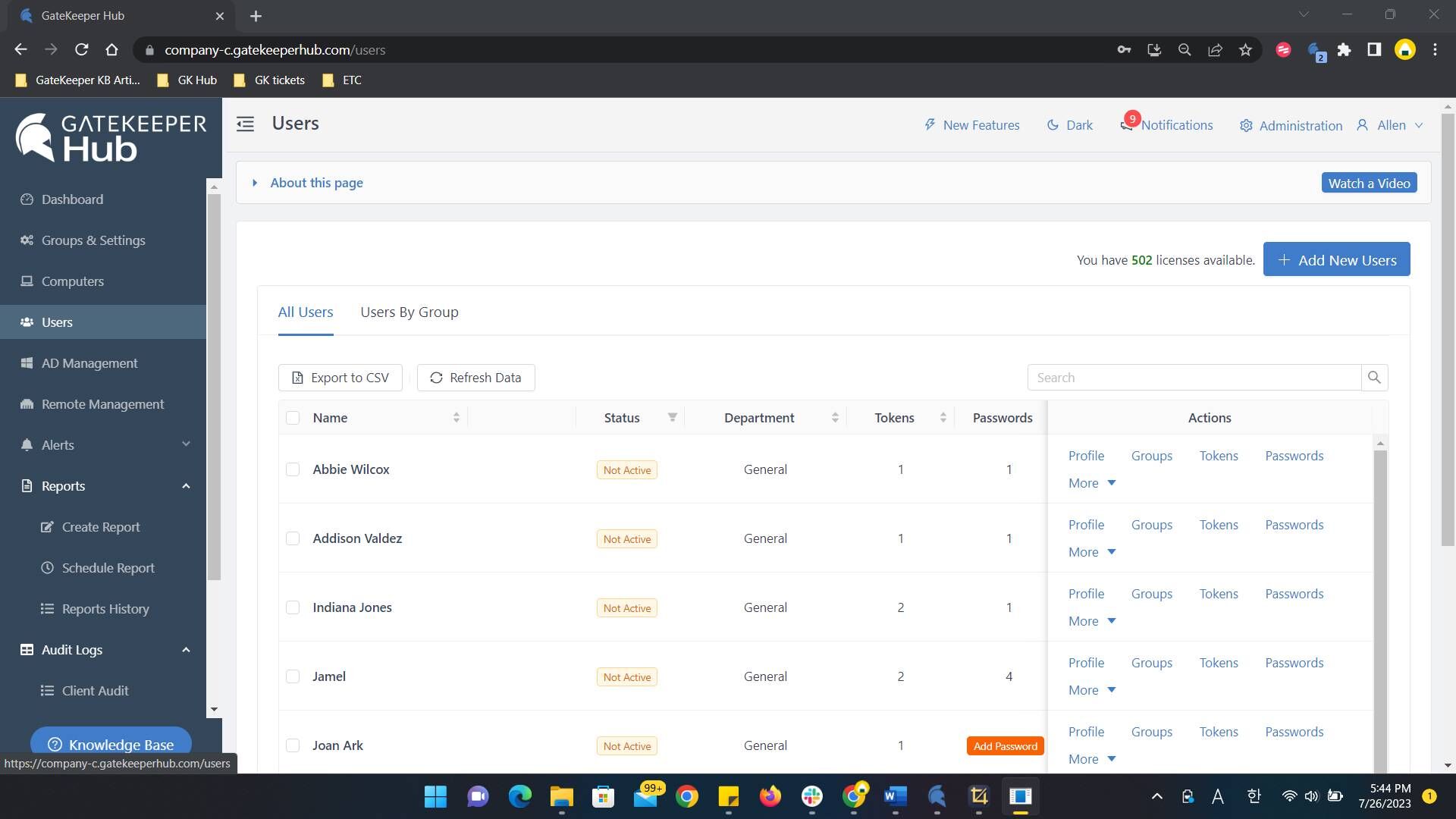 How to search for User by the Token Serial Number. – GateKeeper