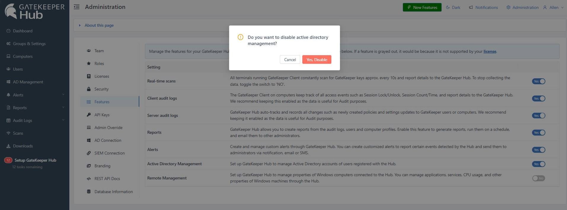 How to manage Features in Hub? – GateKeeper