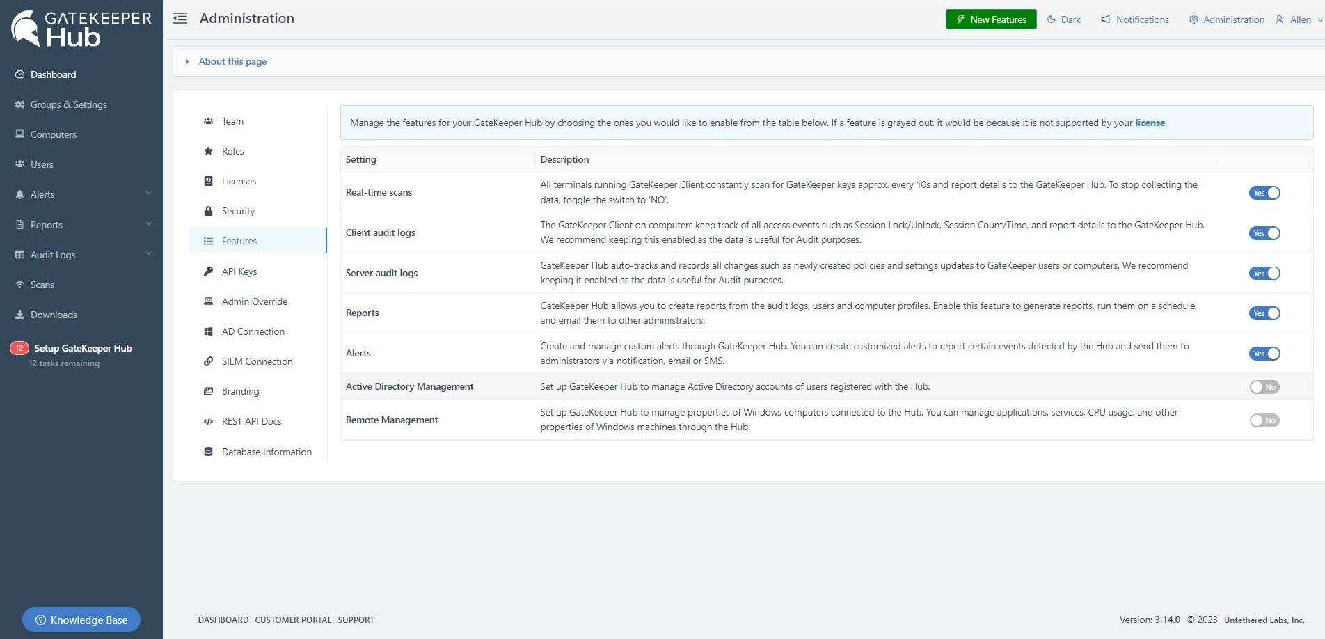 How to manage Features in Hub? – GateKeeper