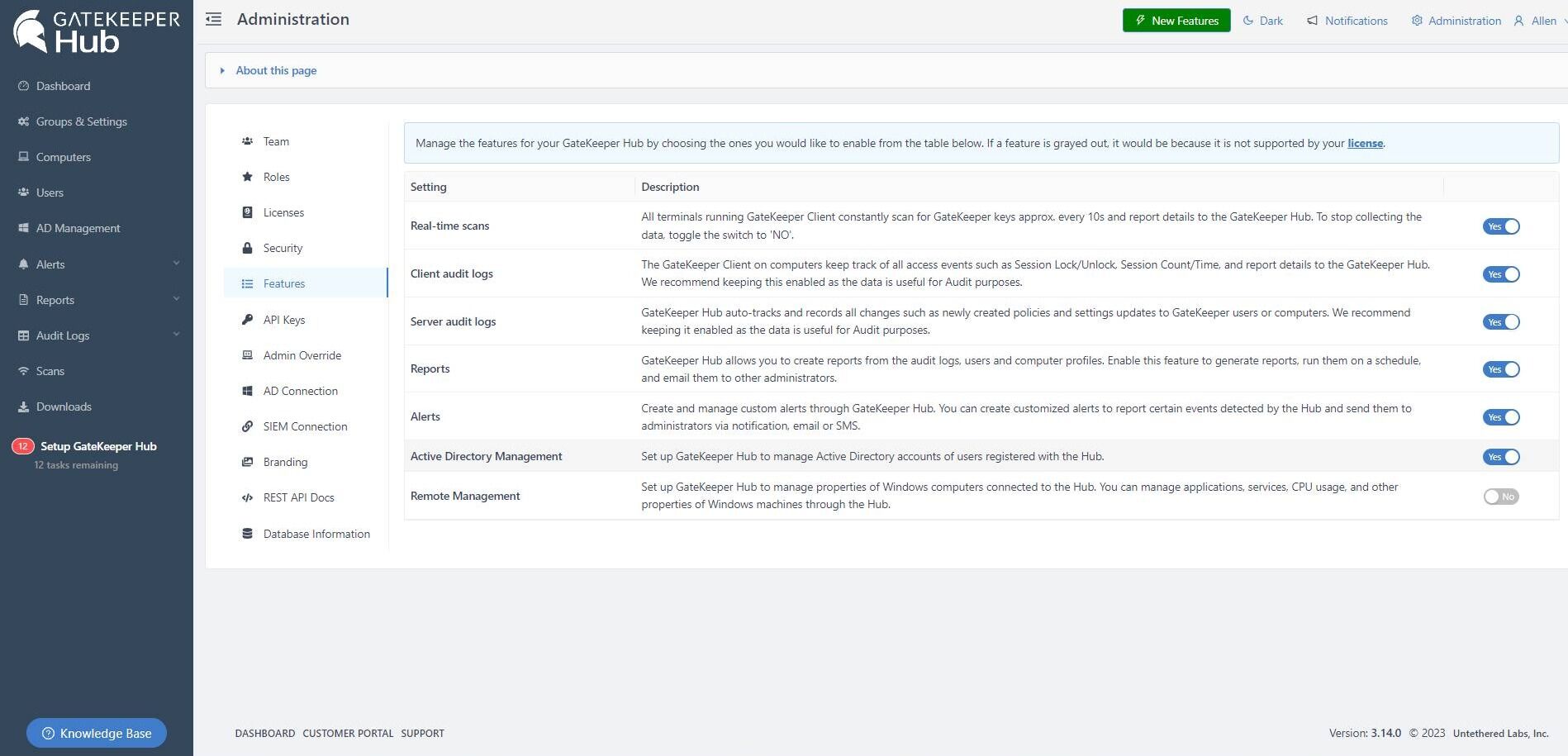 How to manage Features in Hub? – GateKeeper