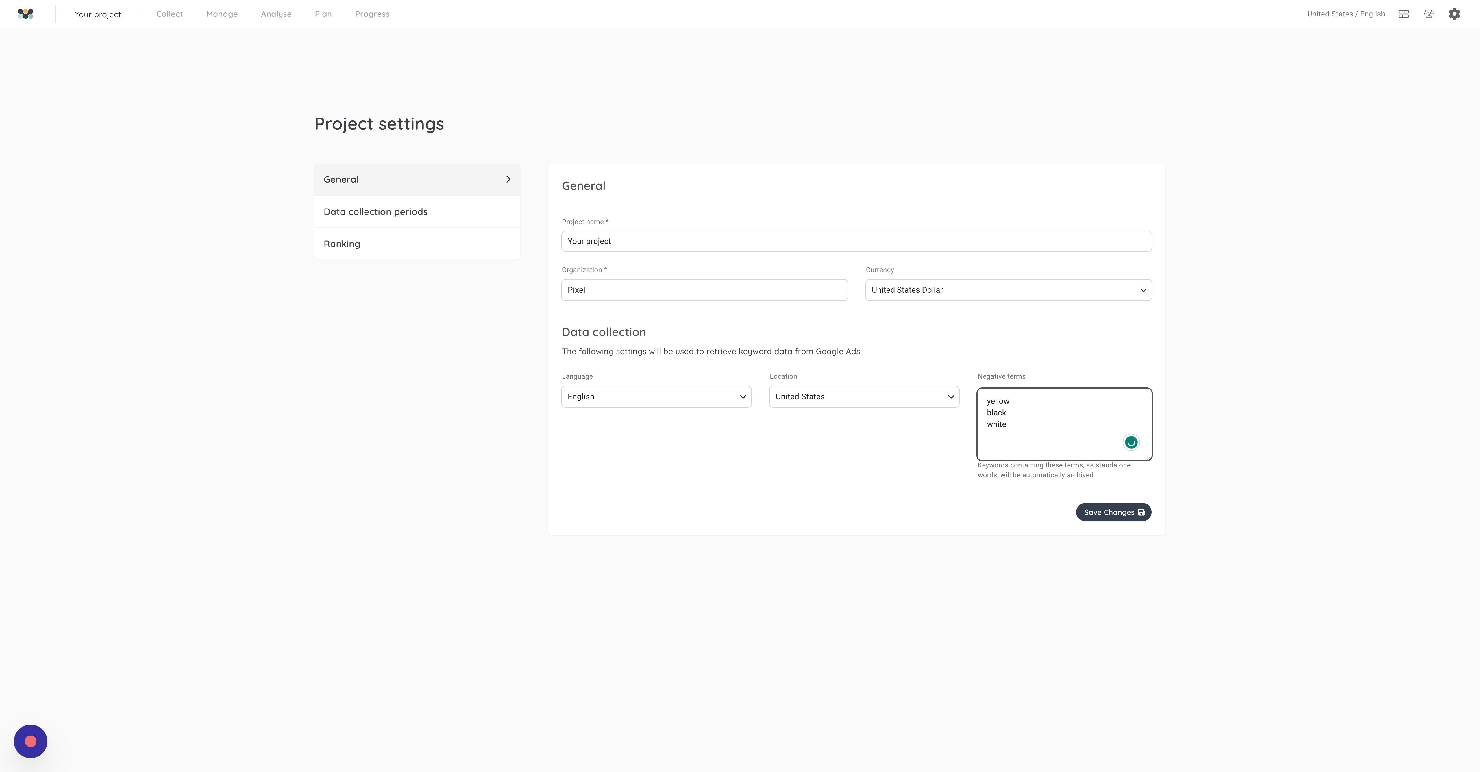 How do I add negative search terms to a project? - Voxel