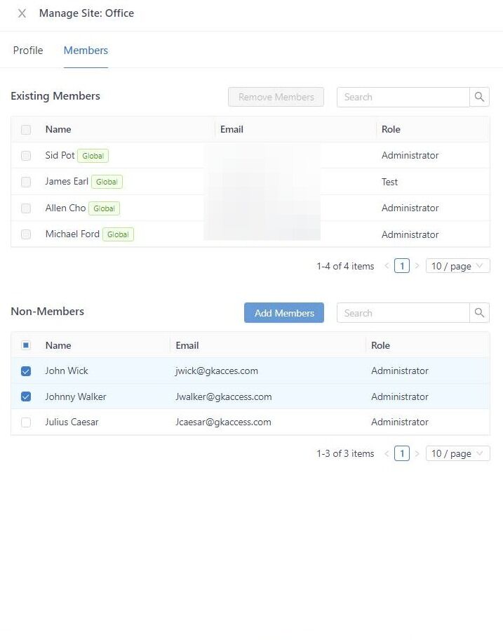 How to assign members to the Site. – GateKeeper