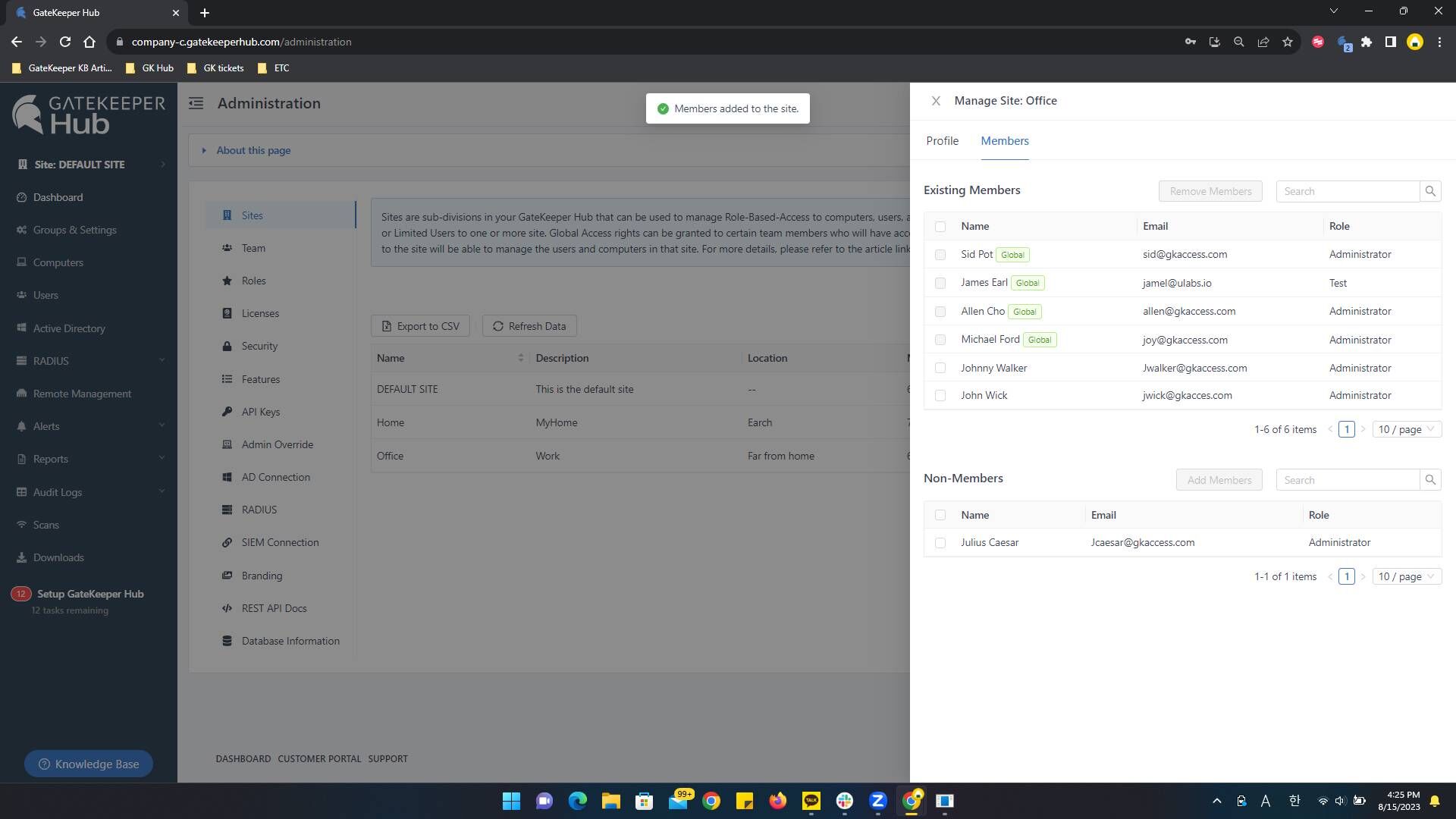 How to assign members to the Site. – GateKeeper