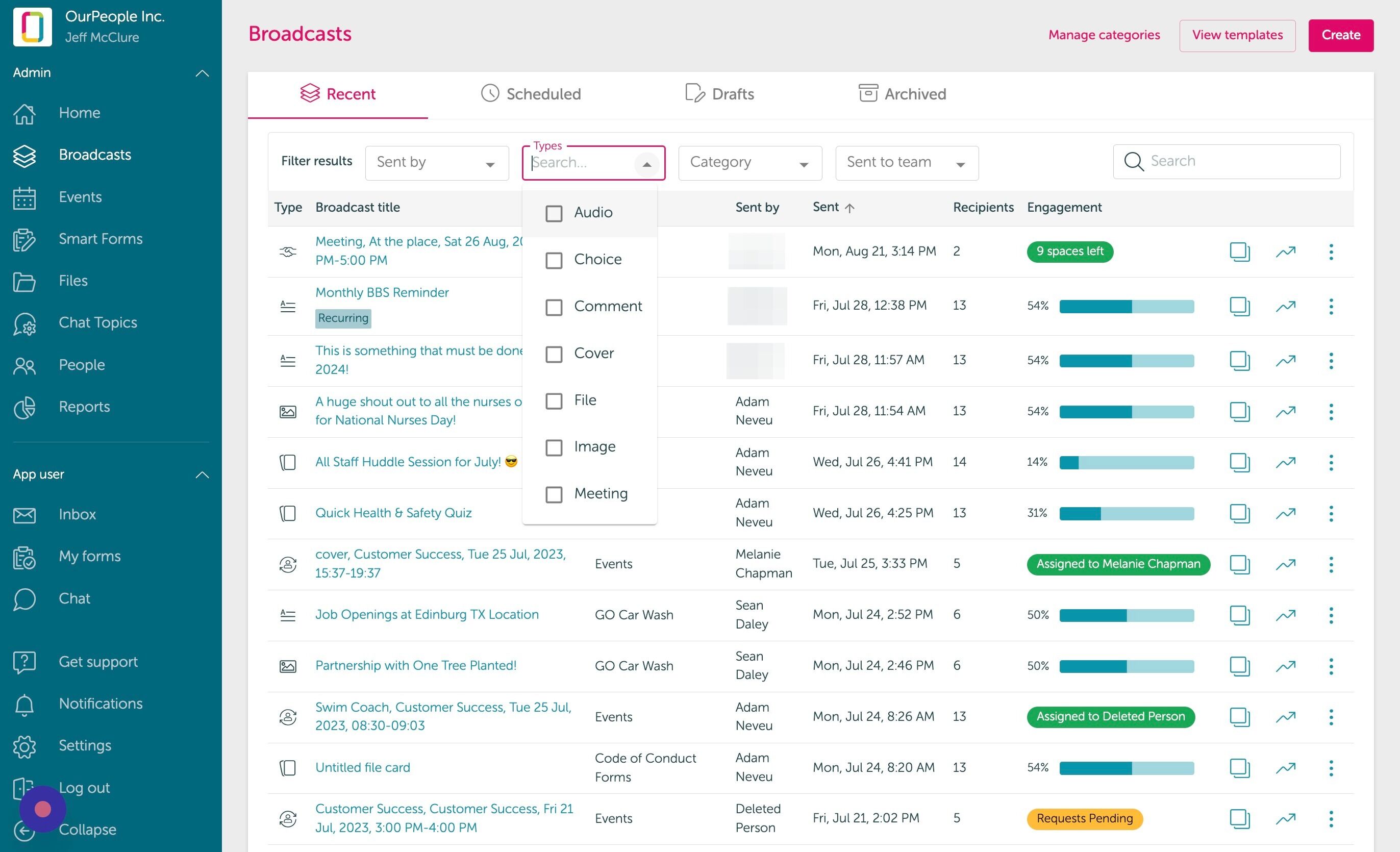 Broadcast Navigation: Filters – OurPeople