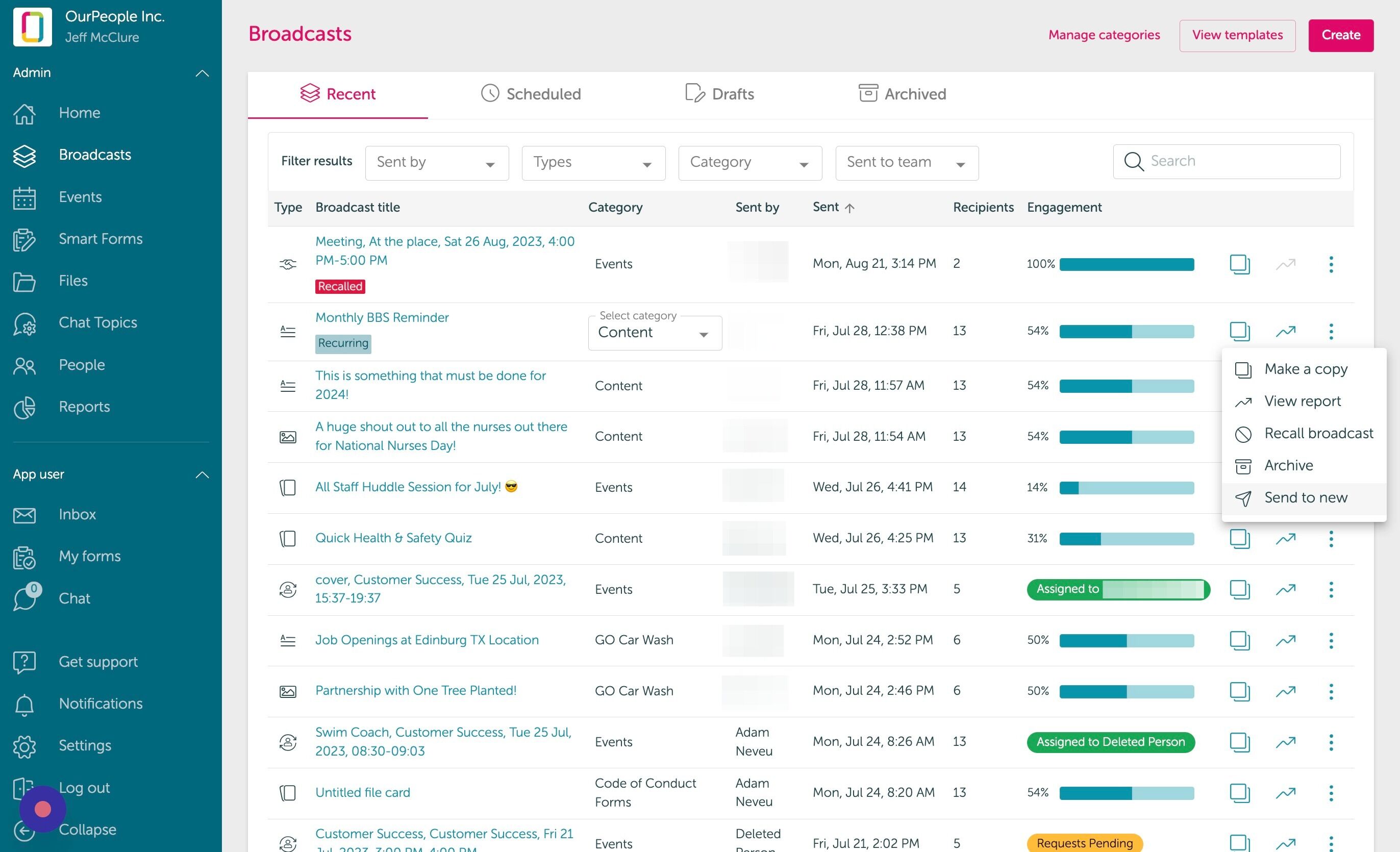 Broadcast Navigation: Recent Broadcasts – OurPeople