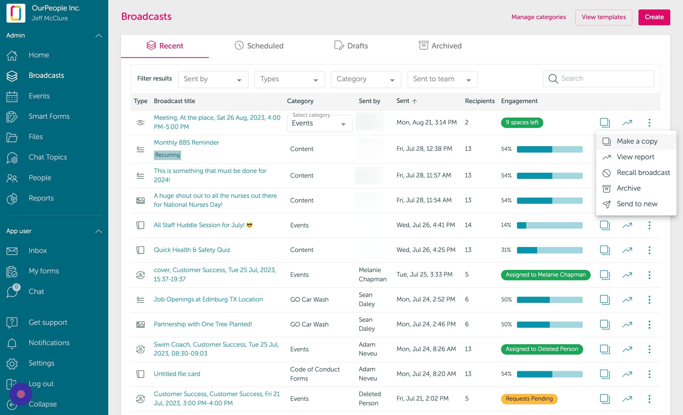 Broadcast Navigation: Recent Broadcasts – OurPeople