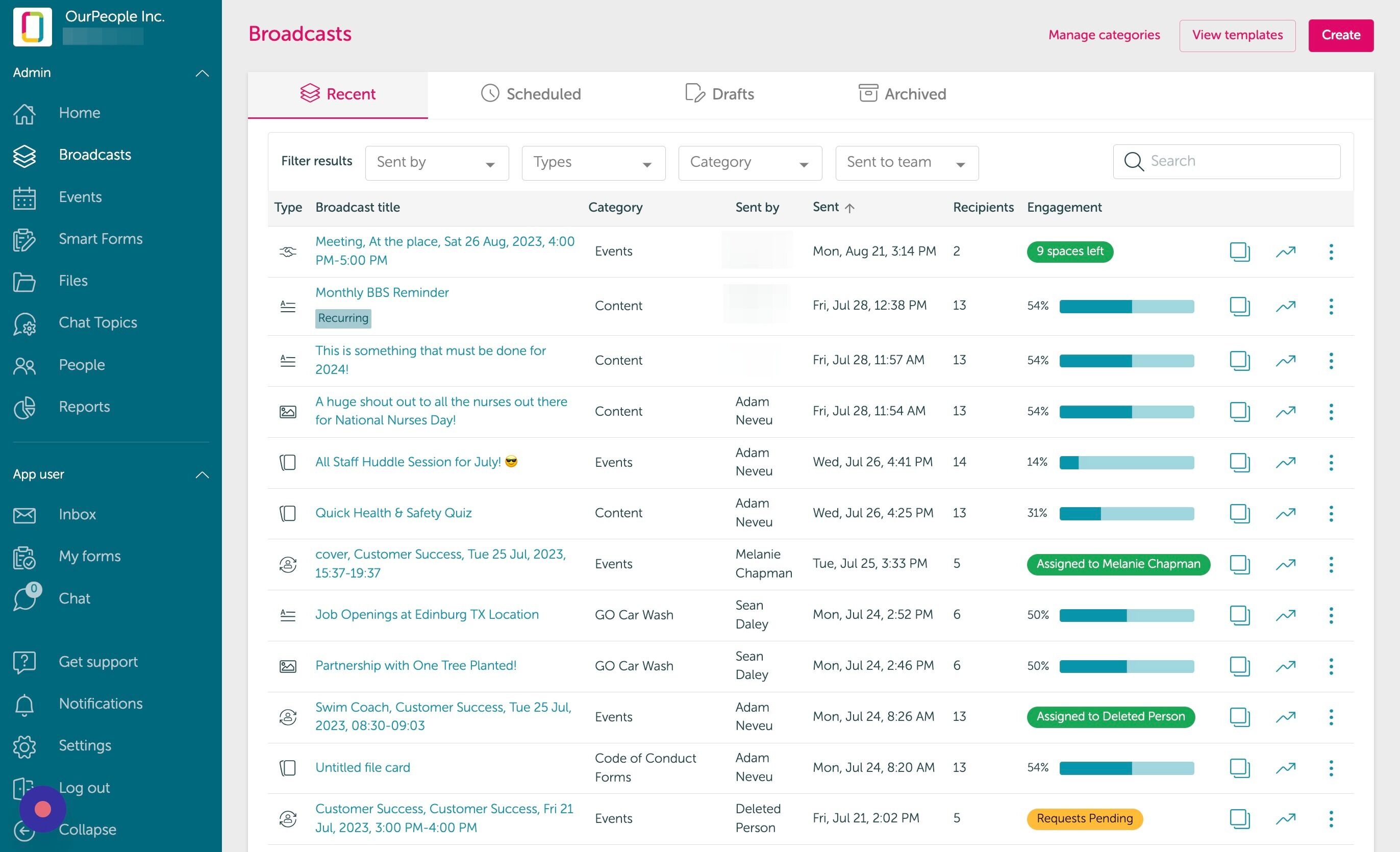 Broadcast Navigation: Recent Broadcasts – OurPeople