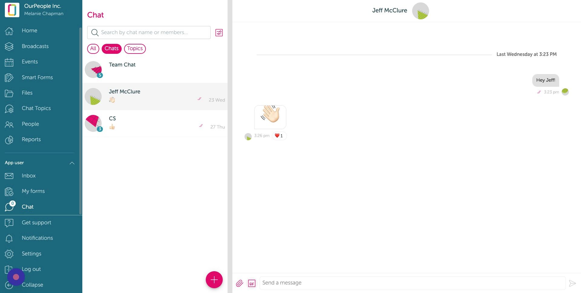 Web App - Send Images, GIFs, Chat Replies and Emoji Reactions – OurPeople