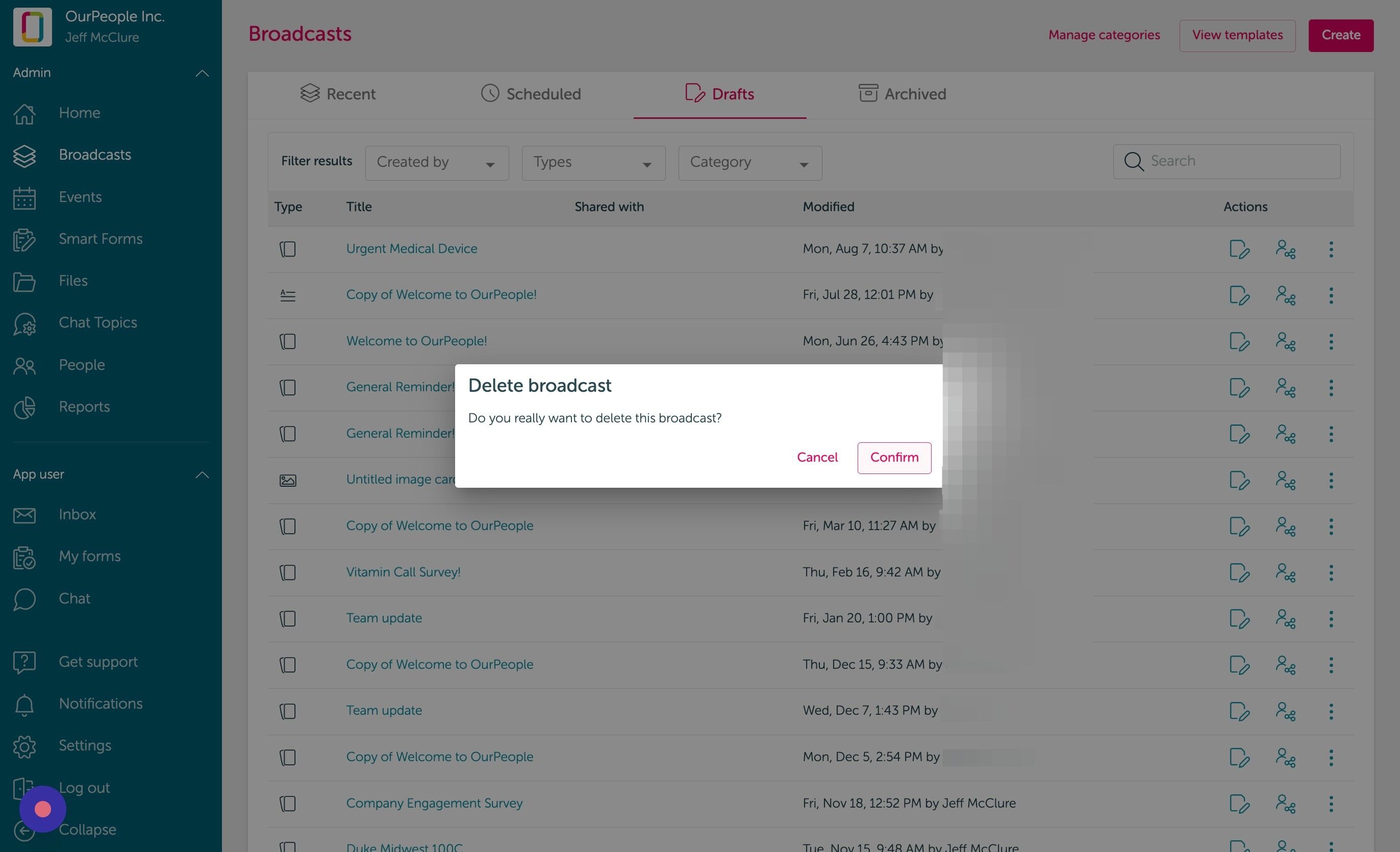 Broadcast Navigation: Drafts – OurPeople