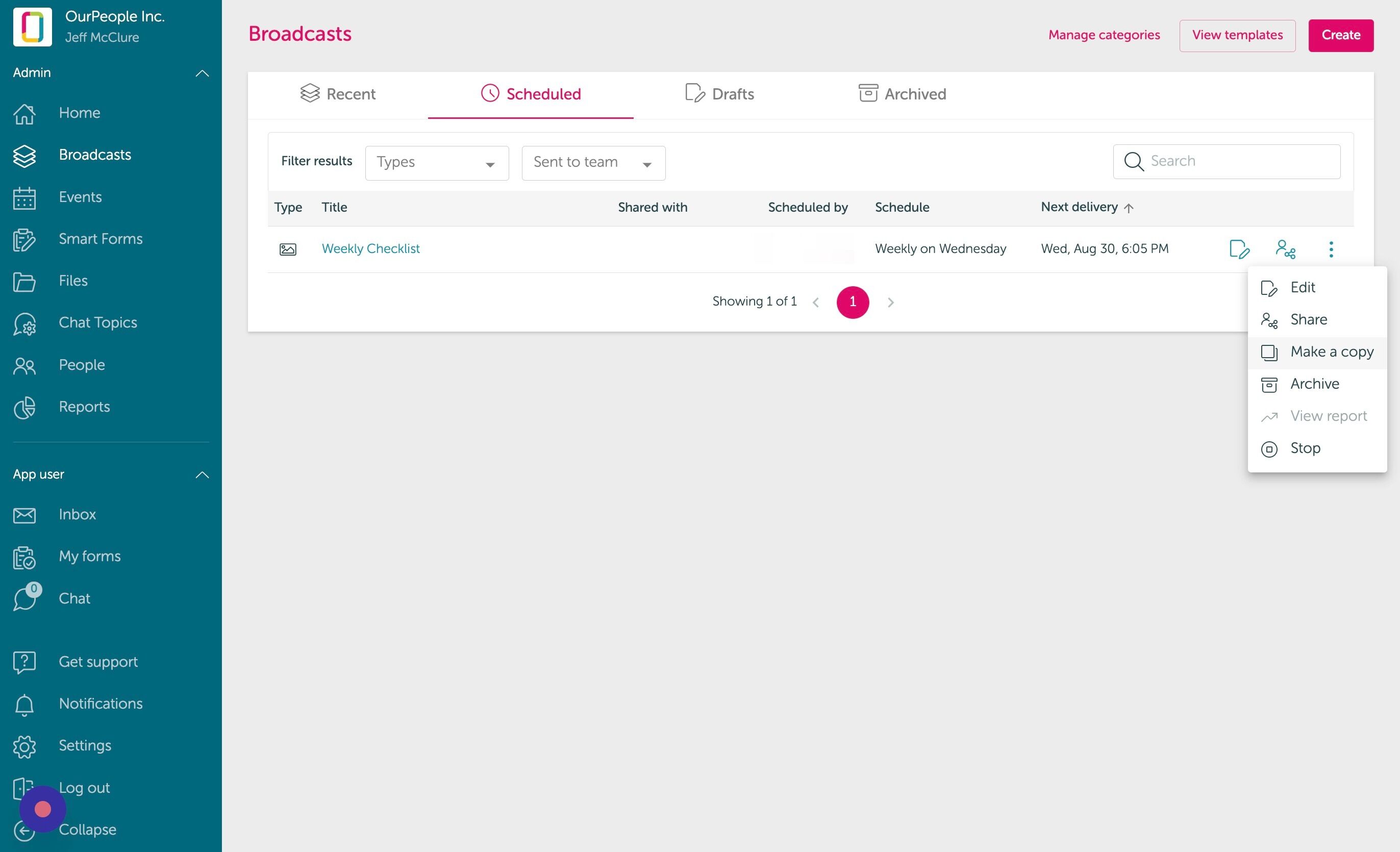Broadcast Navigation: Scheduled Broadcasts – OurPeople