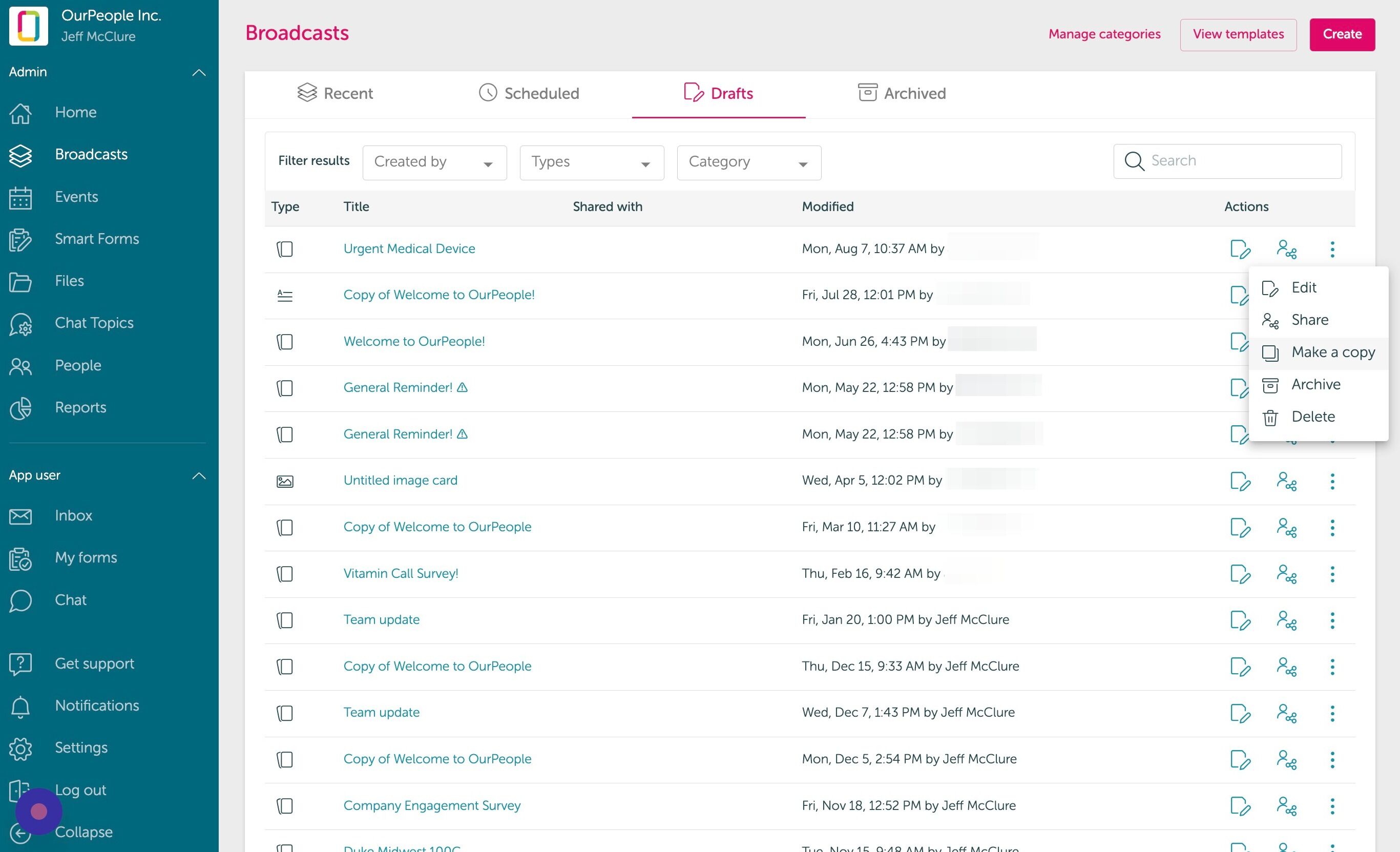 Broadcast Navigation: Drafts – OurPeople