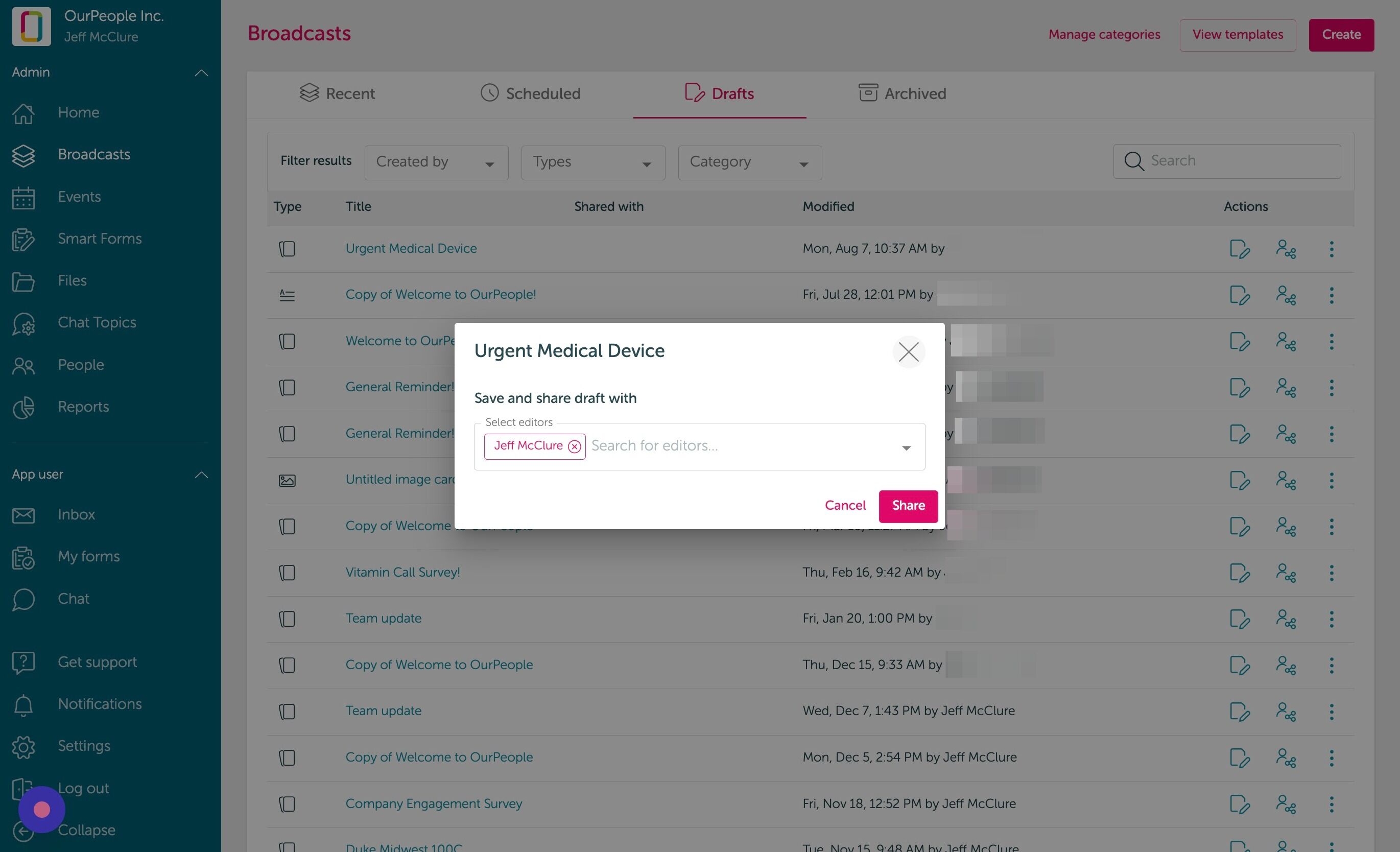 Broadcast Navigation: Drafts – OurPeople