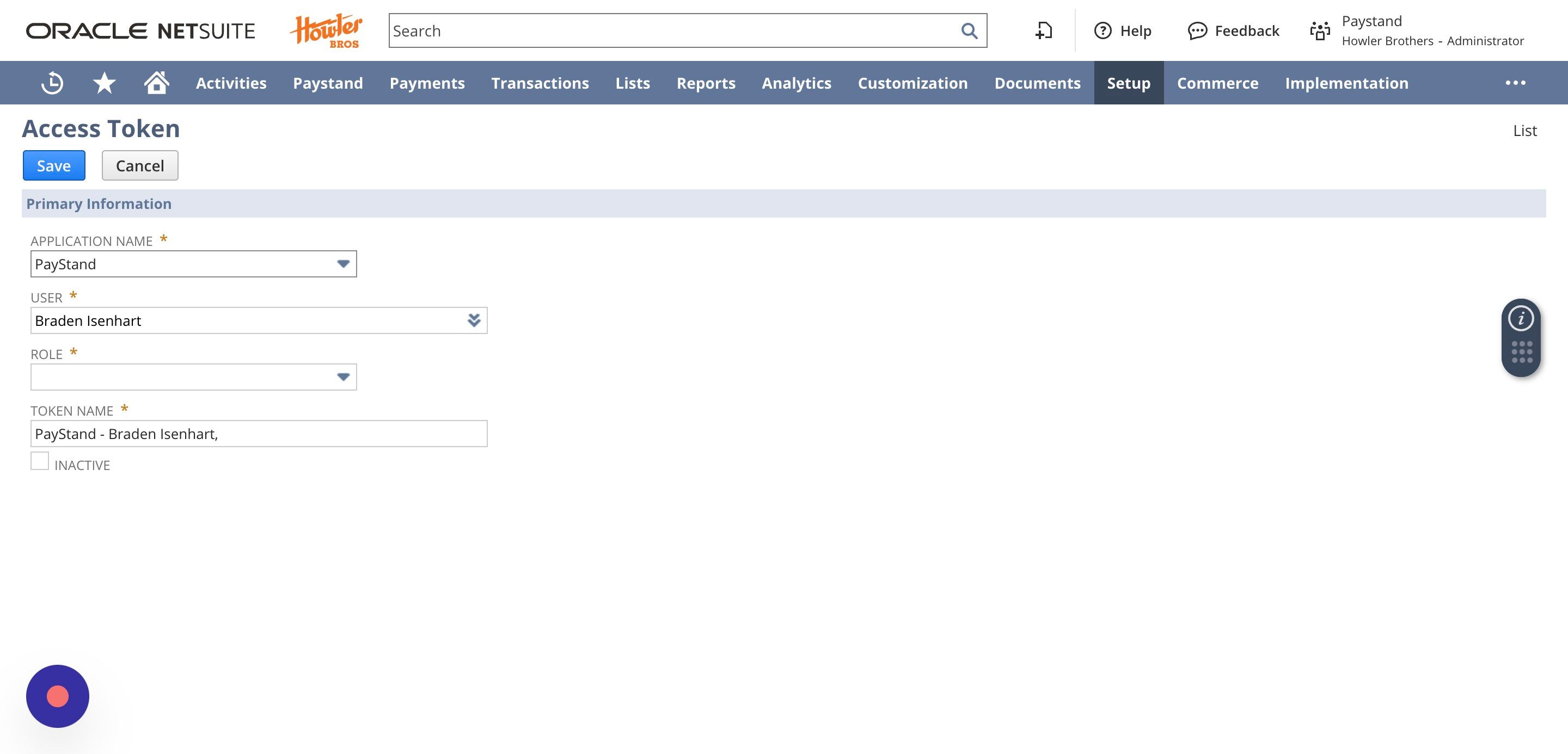 Access Token in NetSuite – Paystand Help Center