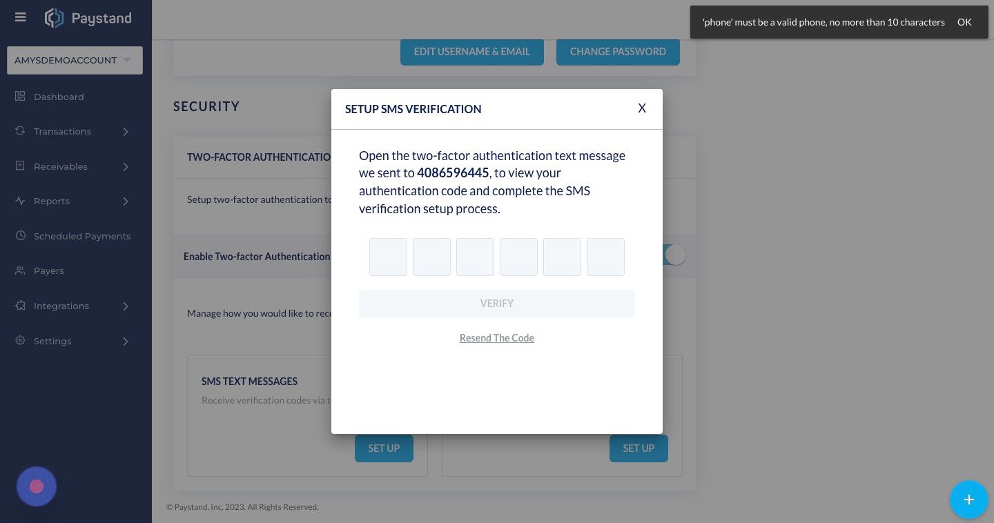 Setting Up 2FA – Paystand Help Center