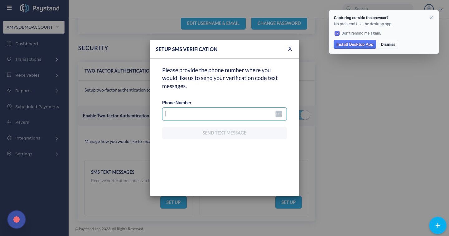 Setting Up 2FA – Paystand Help Center