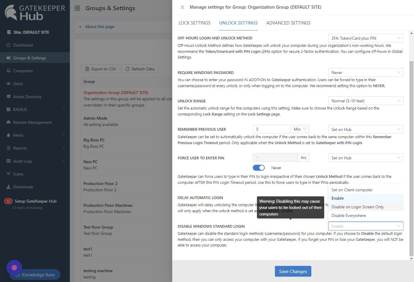 How to disable the Windows Credential Provider through the GateKeeper Hub. – GateKeeper