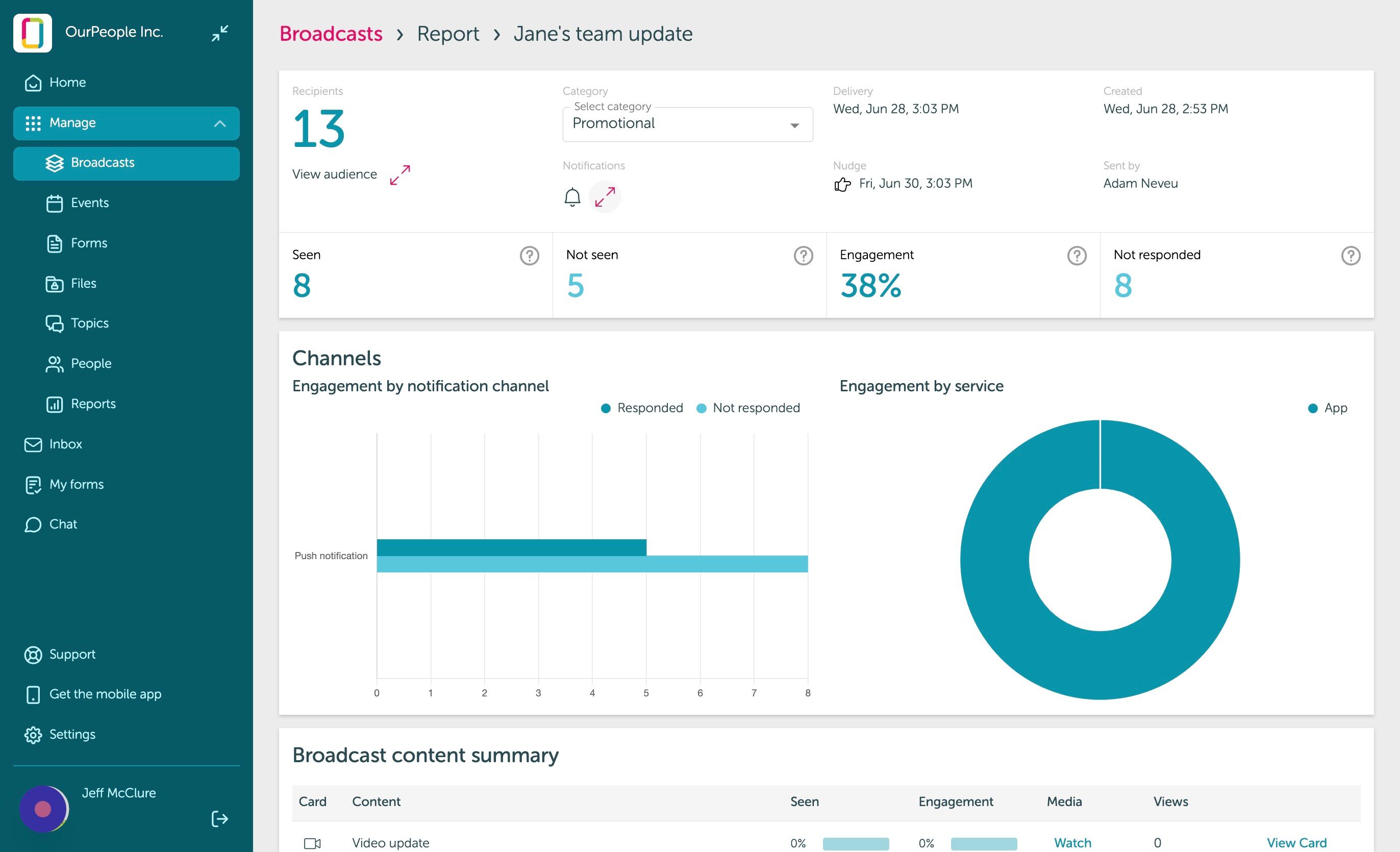 Broadcast Reporting – OurPeople