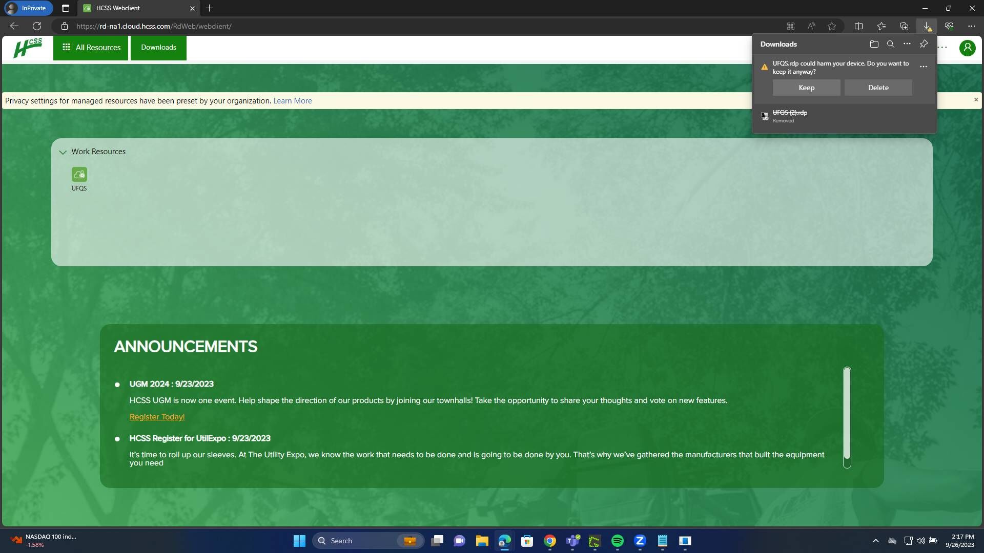 How to Install the HCSS Cloud RDP Client on Windows OS