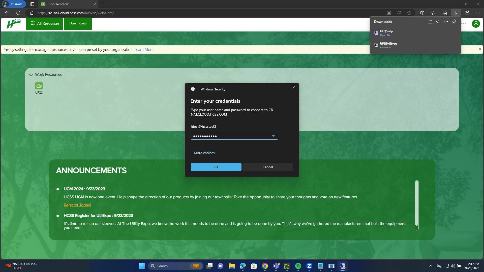 How to Install the HCSS Cloud RDP Client on Windows OS