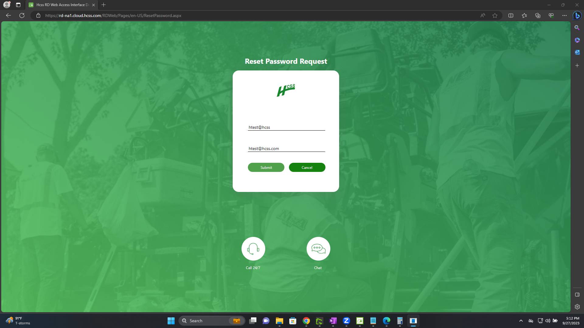 Self-Service HCSS Cloud Password Reset