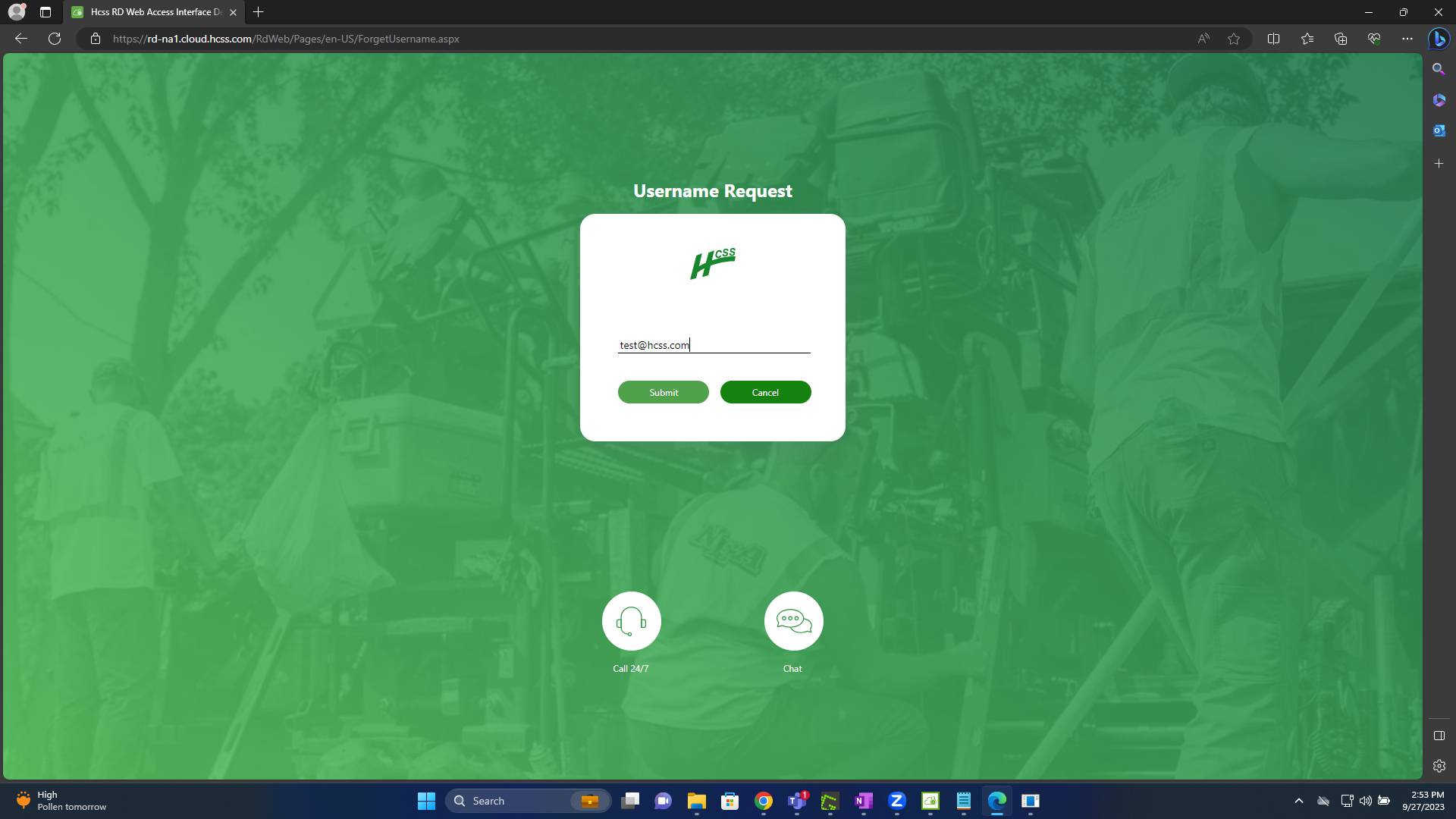 Forgot HCSS Cloud Username