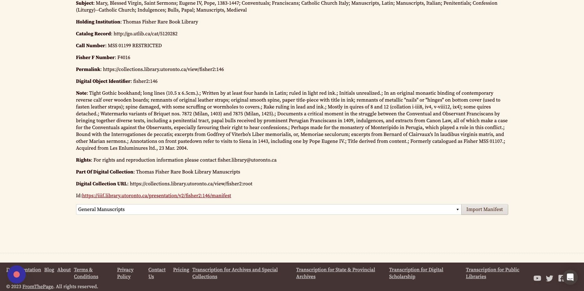 Transcriptions With IIIF | Collections U of T Staff Docs