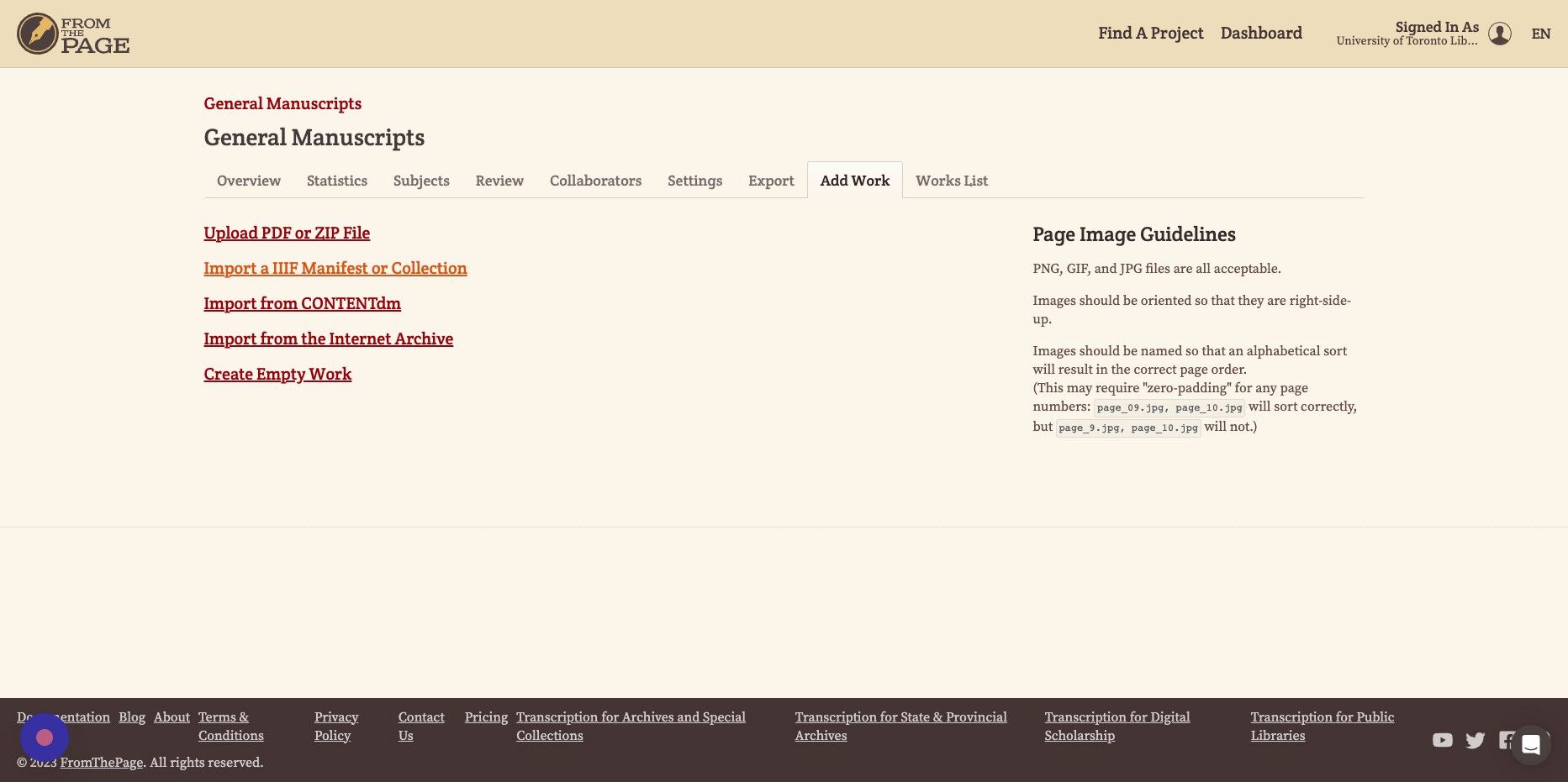 Transcriptions With IIIF | Collections U of T Staff Docs