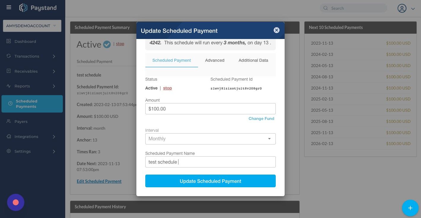 How to edit a Schedule Payment – Paystand Help Center