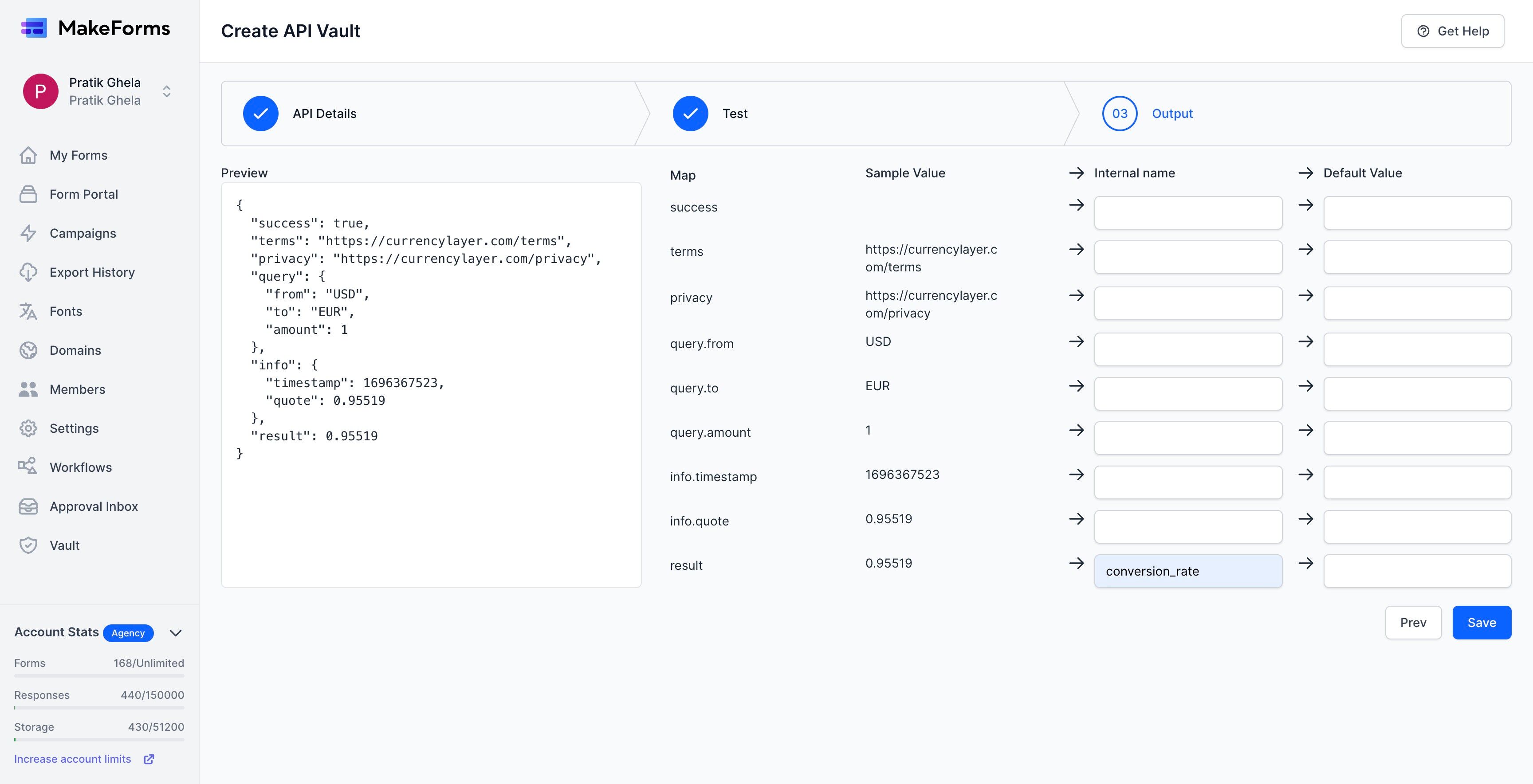 How to setup your API using MakeForms API Vault - MakeForms