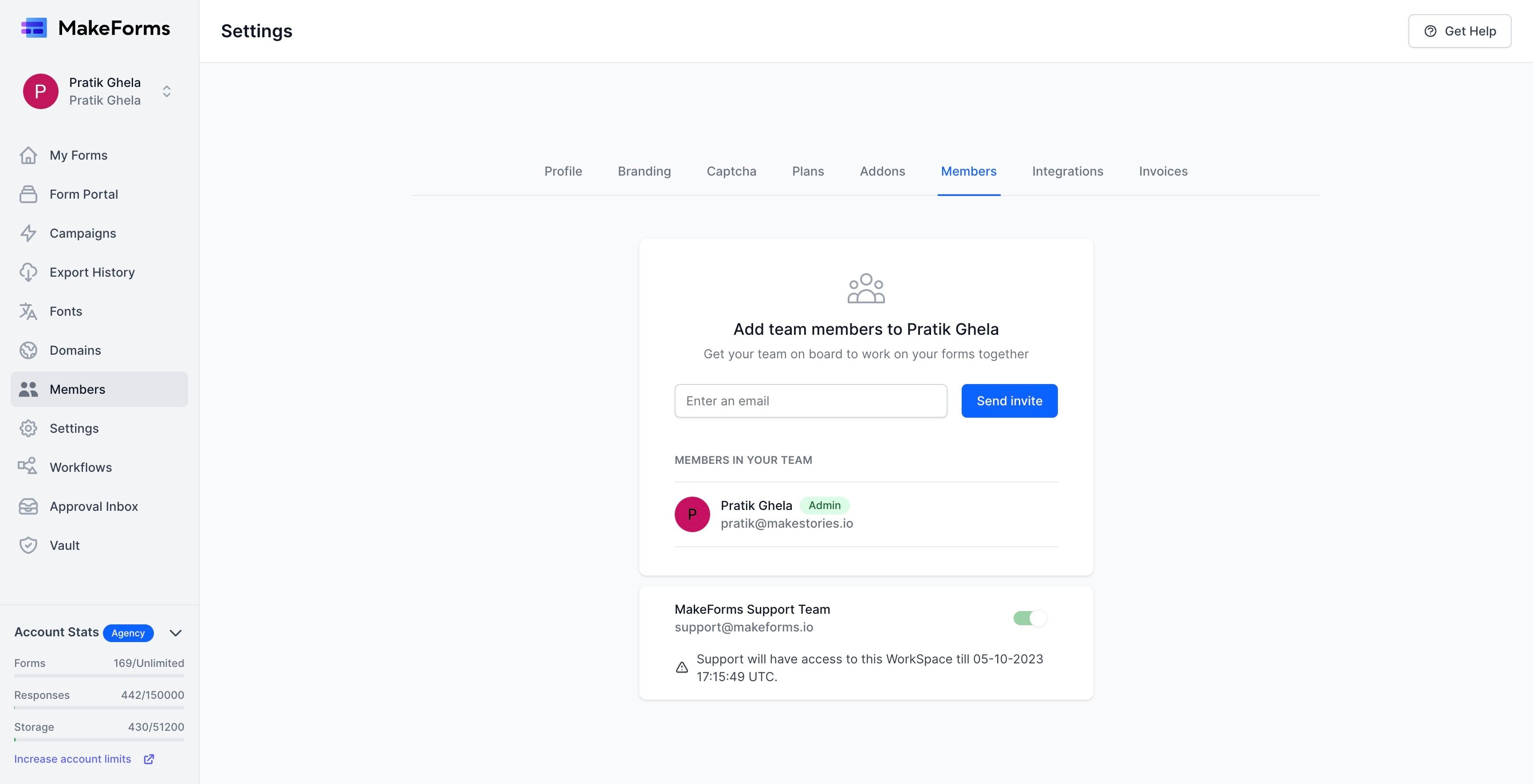How to enable support - MakeForms