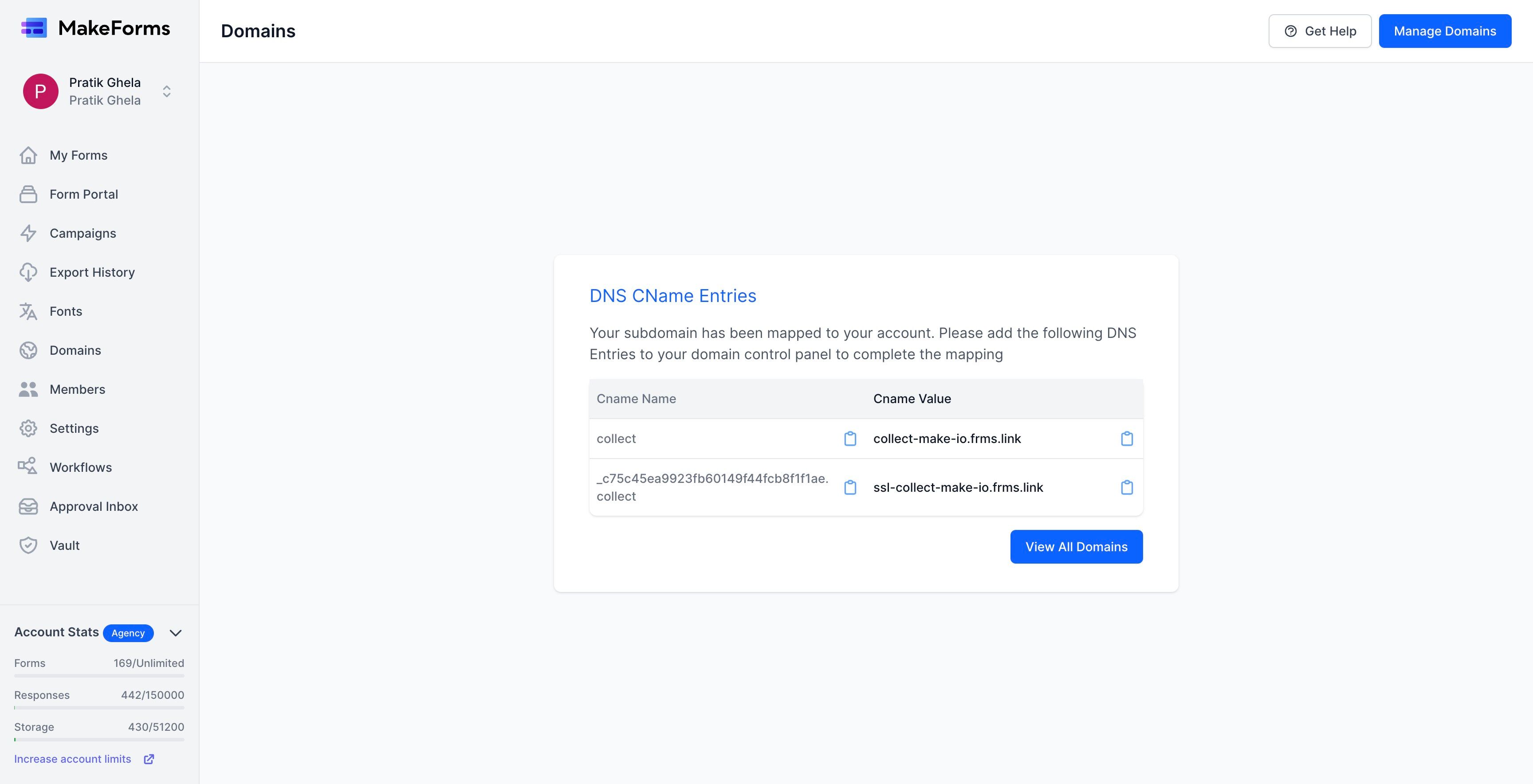 How to setup custom domains - MakeForms